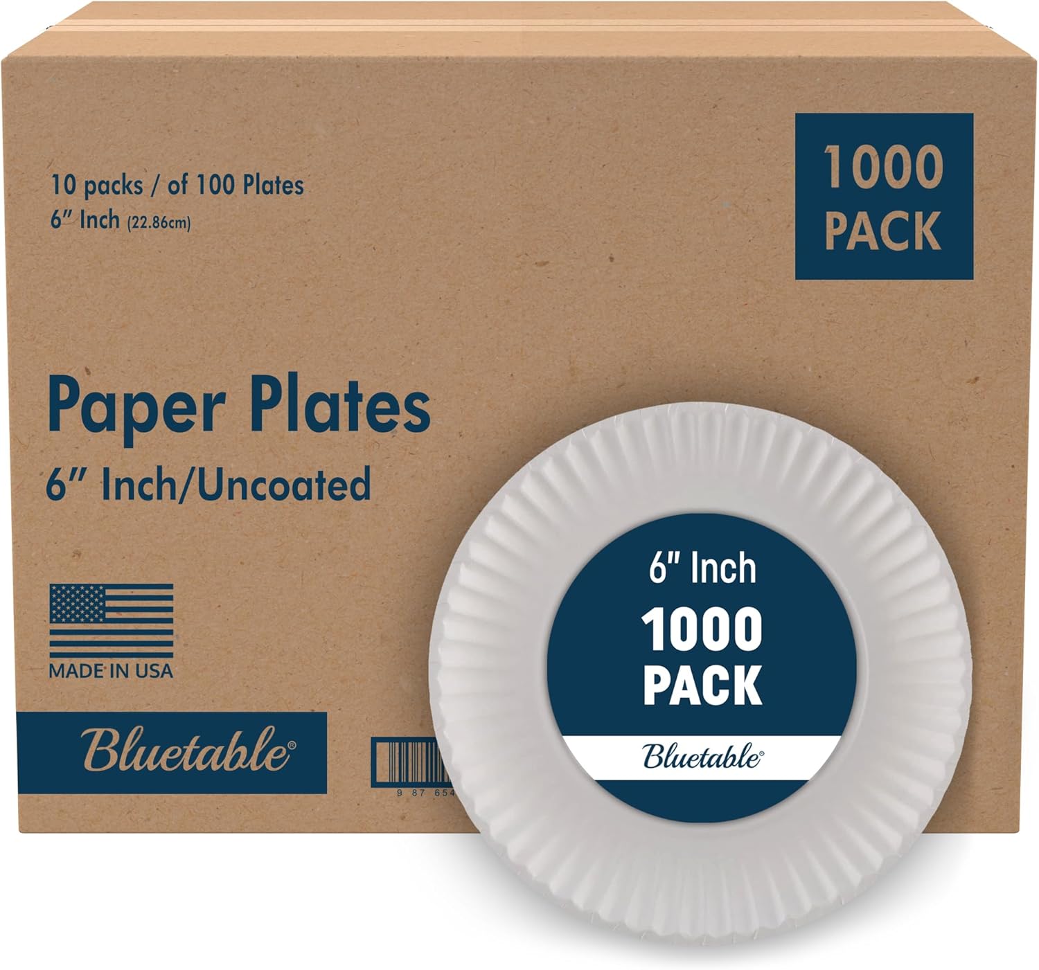 Amazon.com: Bluetable 6 Inch Paper Plates Bulk – 1000 Count - Uncoated ...