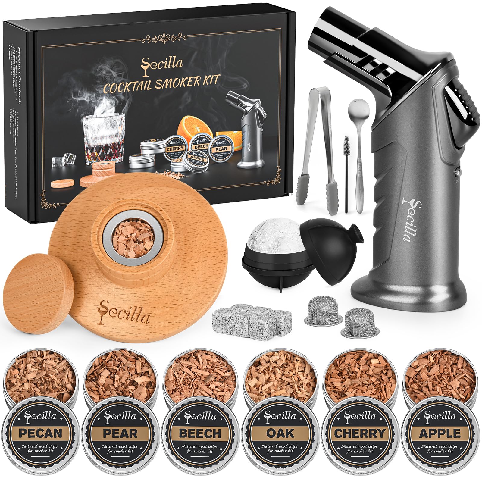 Amazon.com: Secilla Whiskey Smoker Kit, Cocktail Smoker Kit with Torch ...