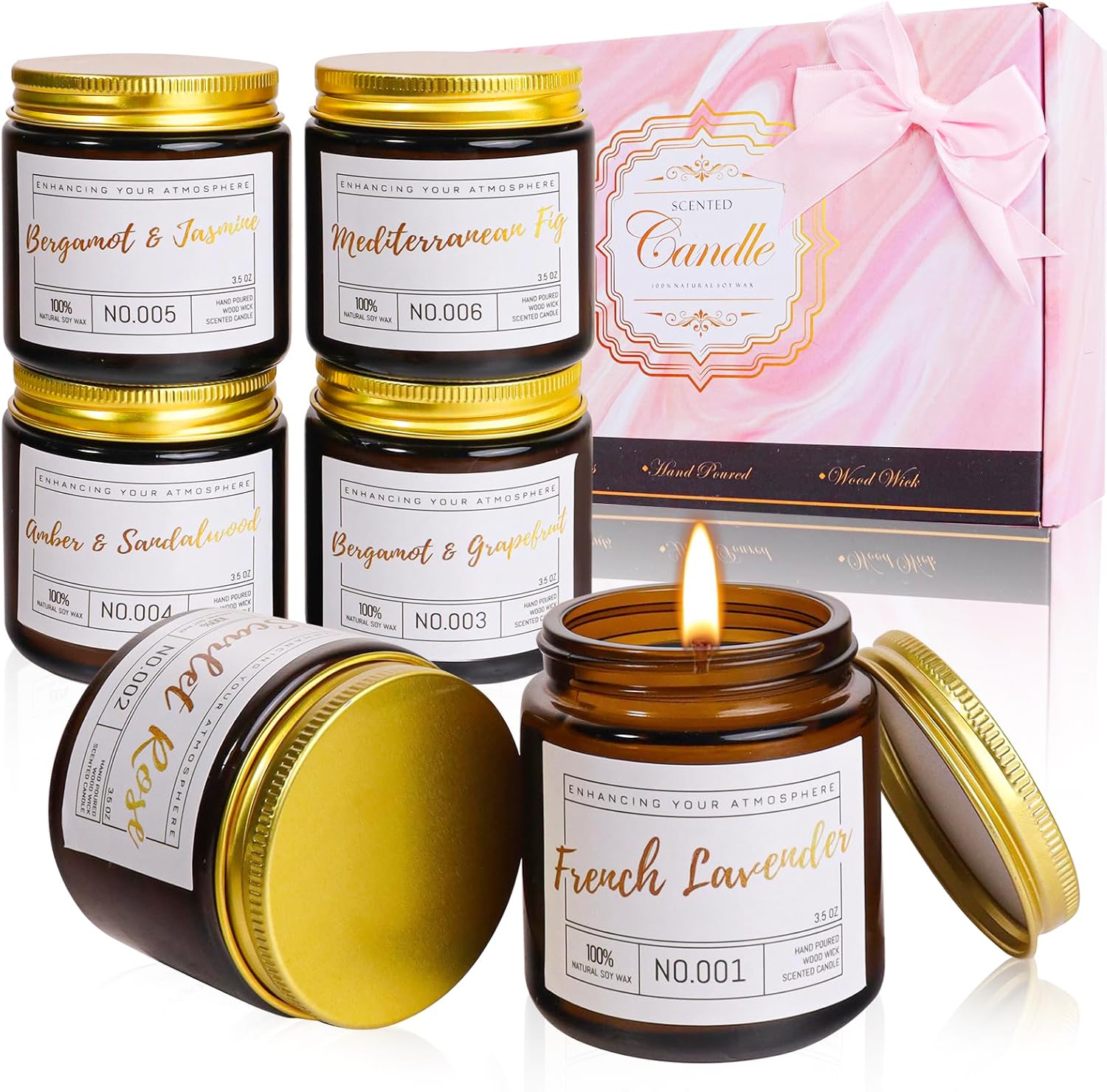 Amazon.com: 6 Pack Scented Candles for Home, Natural Soy Aromatherapy Candles with Essential ...