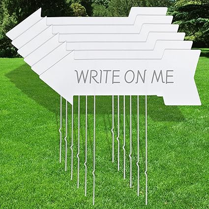 Amazon.com : 6 Pcs Blank Arrow Signs with Metal Stakes 17" x 6" Wedding ...