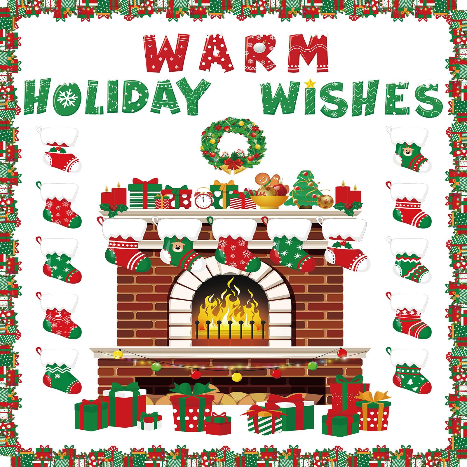 Amazon.com: Faccito 70 Pieces Christmas Bulletin Board Decorations Warm ...