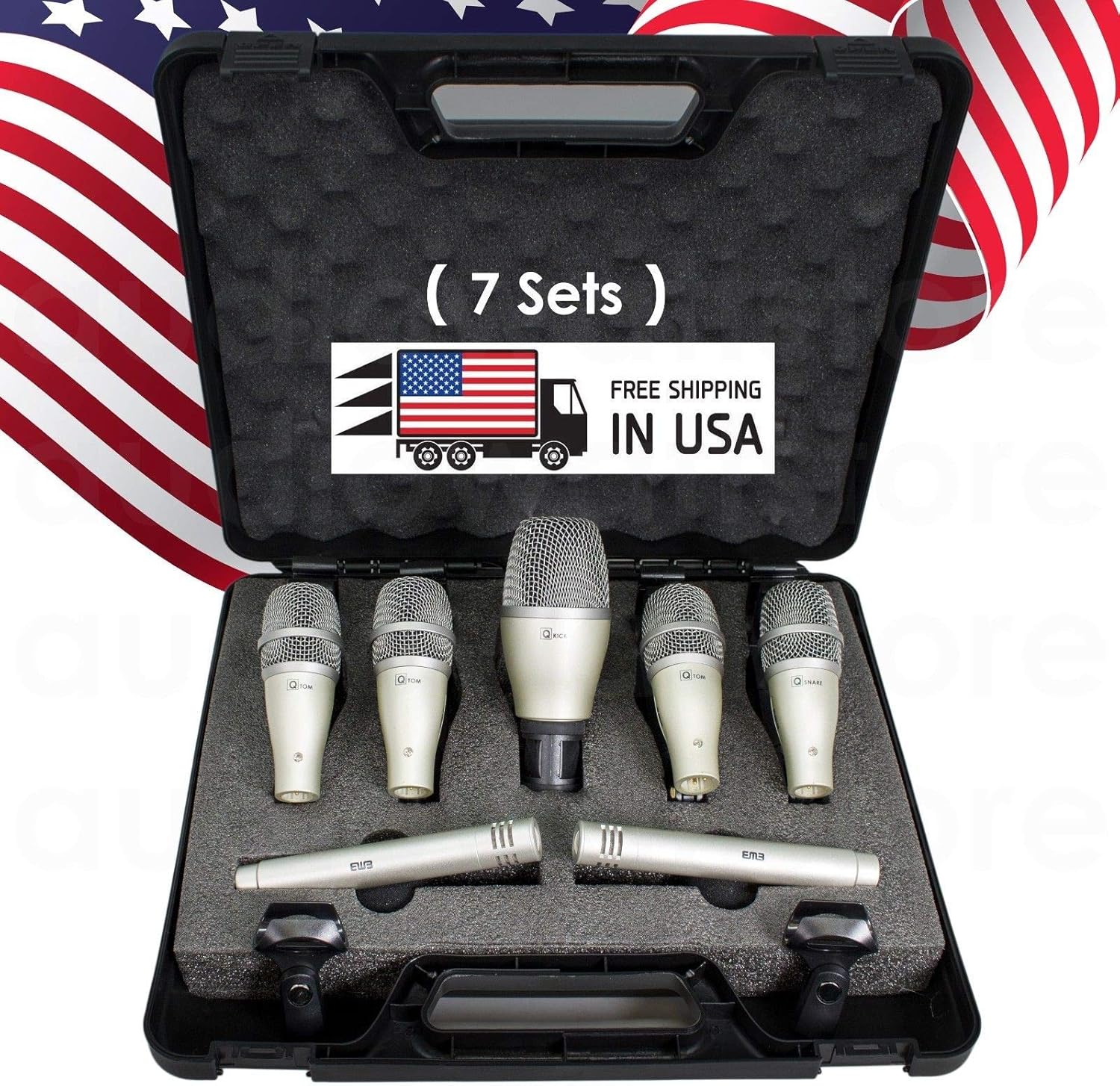 Amazon.com: EMB Professional KIT7 7-Piece Wired Dynamic Microphone Kit ...