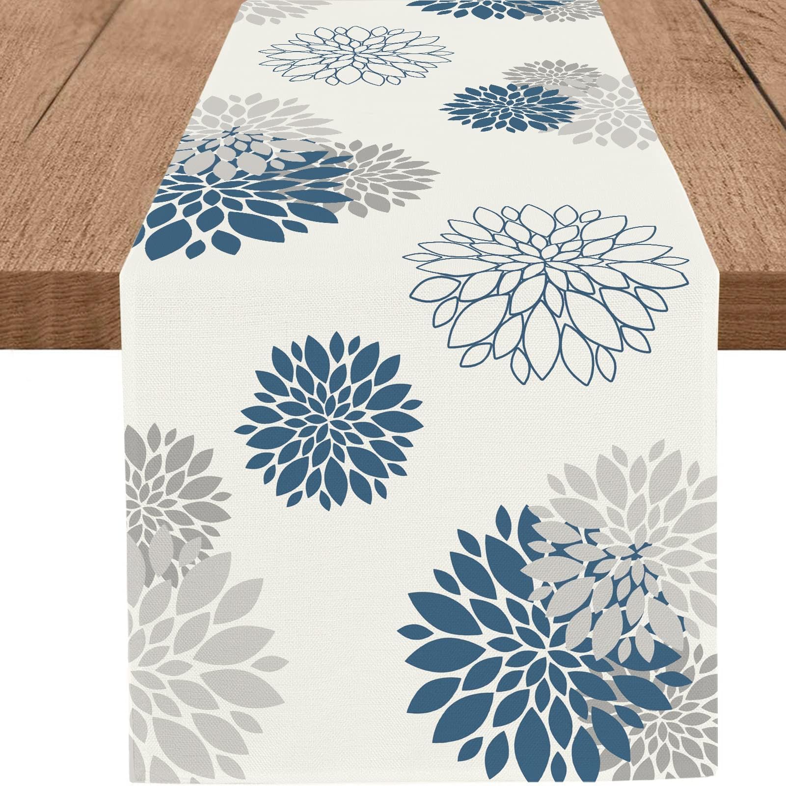 Amazon.com: Blue and Grey Table Runner,Blue Abstract Modern Art Burlap ...