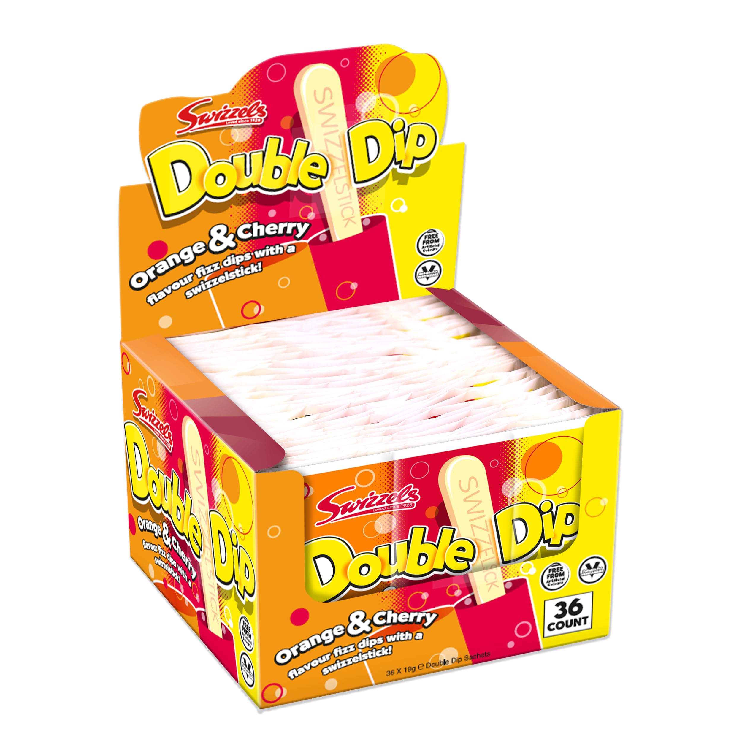Swizzels Orange and Cherry Double Dip Sherbet Sweets 36 Sachets of ...