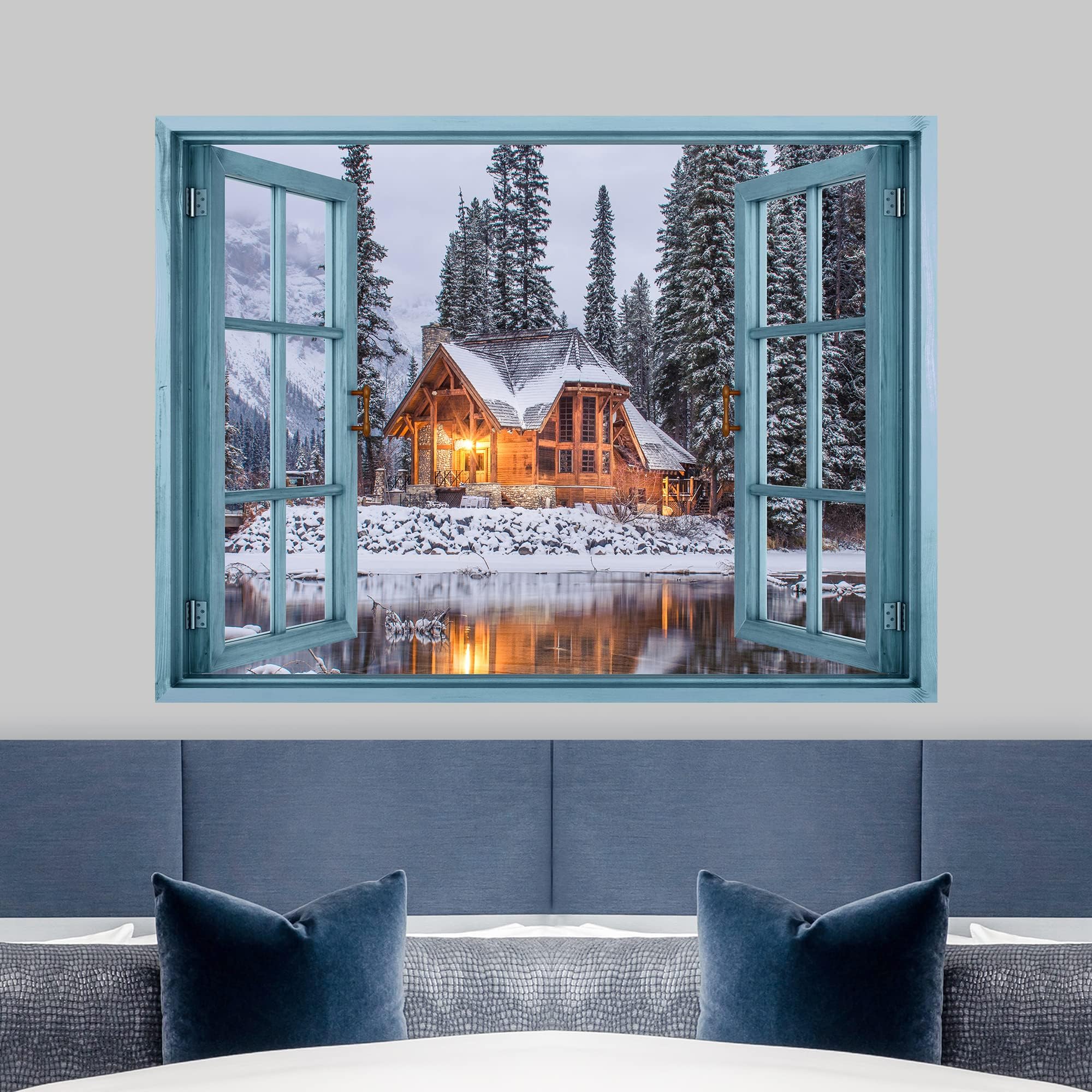 Amazon.com: 3D Window View Wall Sticker Winter Snow Landscape Wallpaper ...