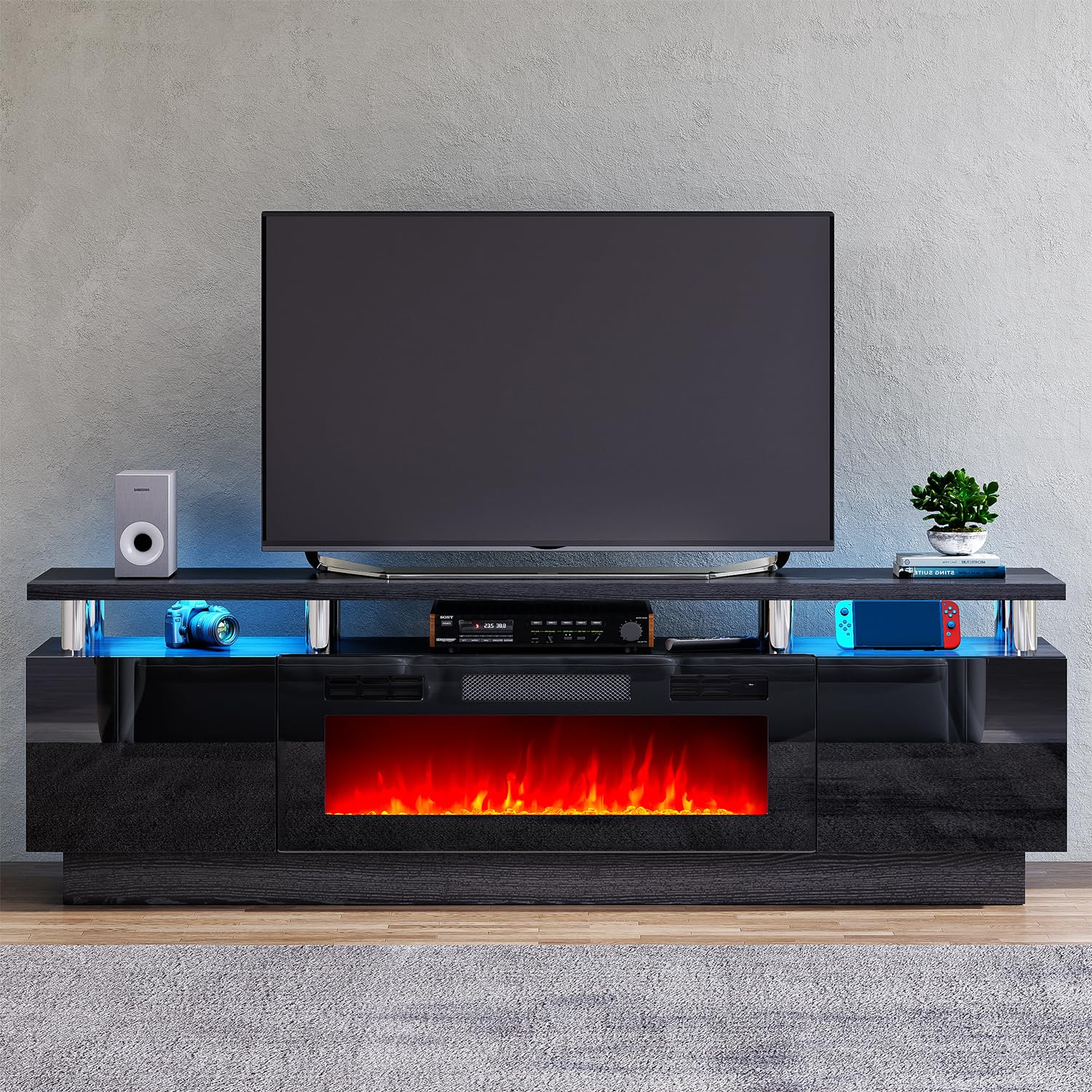 Buy oneinmil Fireplace TV Stand with 36" Electric Fireplace,LED Light ...