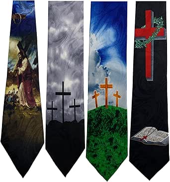 Amazon.com: Pack of 4 Novelty Print Mens Neckties Christian Religious ...