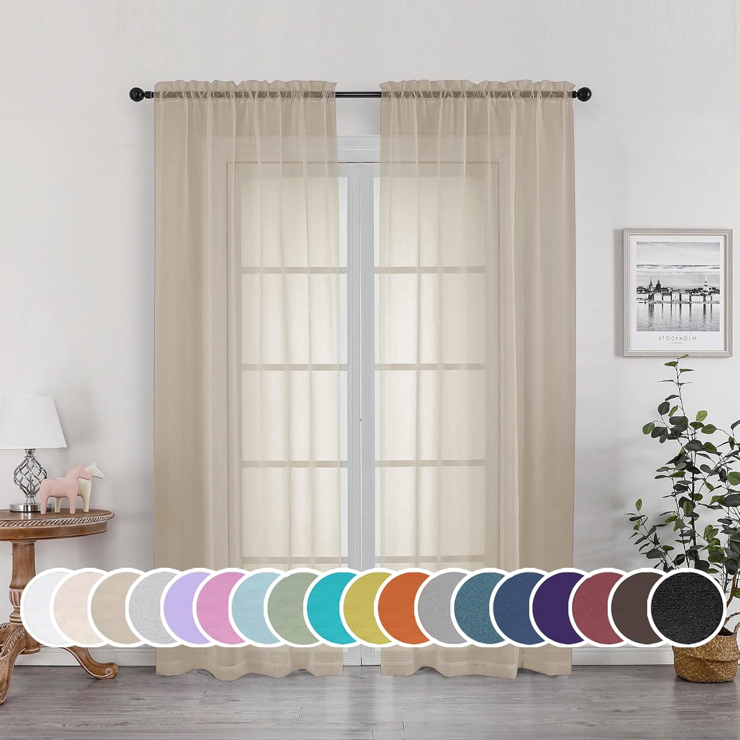 Amazon.com: OWENIE Sheer Curtains 72 Inches Long for Bedroom Living Room, Rod Pocket Fimly Solid ...