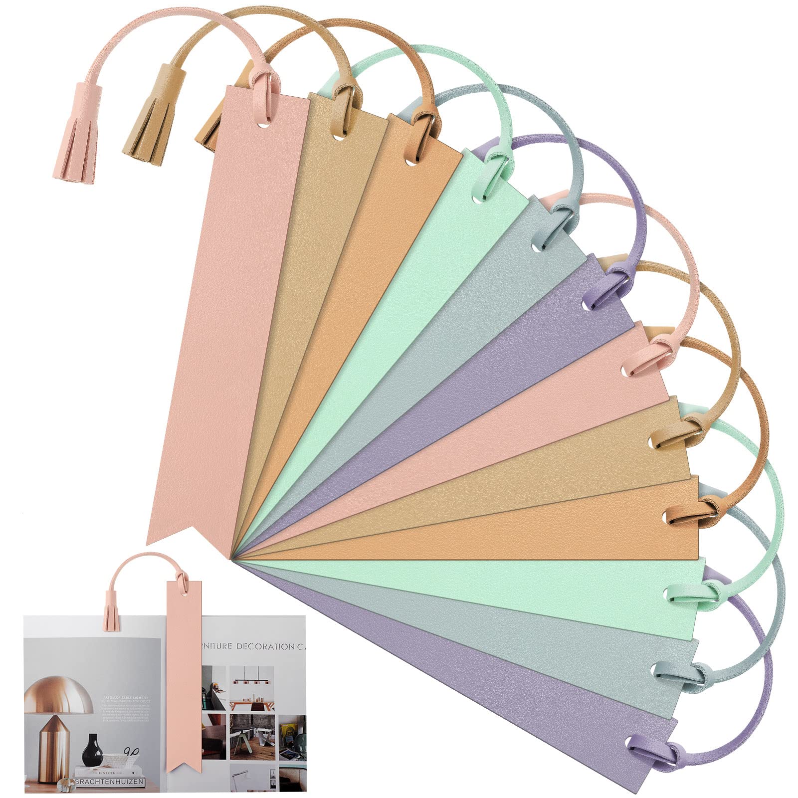Amazon.com: Panelee 12 Pcs Bookmarks for Women Leather Bookmark Pastel ...