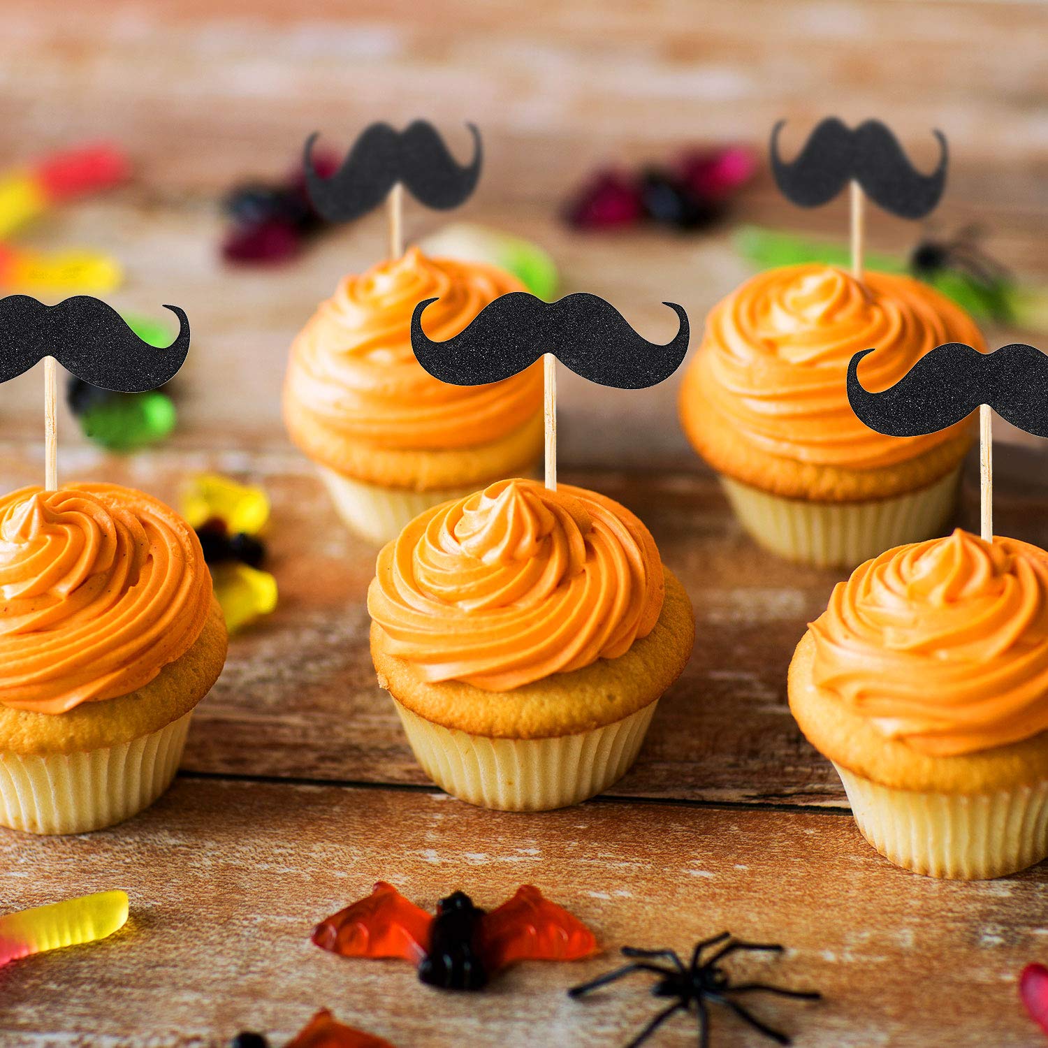 Snapklik.com : 50 Pieces Mustache Cupcake Toppers Mustache Birthday ...