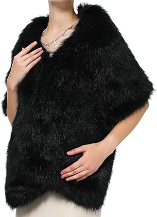 Amazon.com: sy soul young Women's Faux Fur Shawl Wrap Collar Scarf for ...