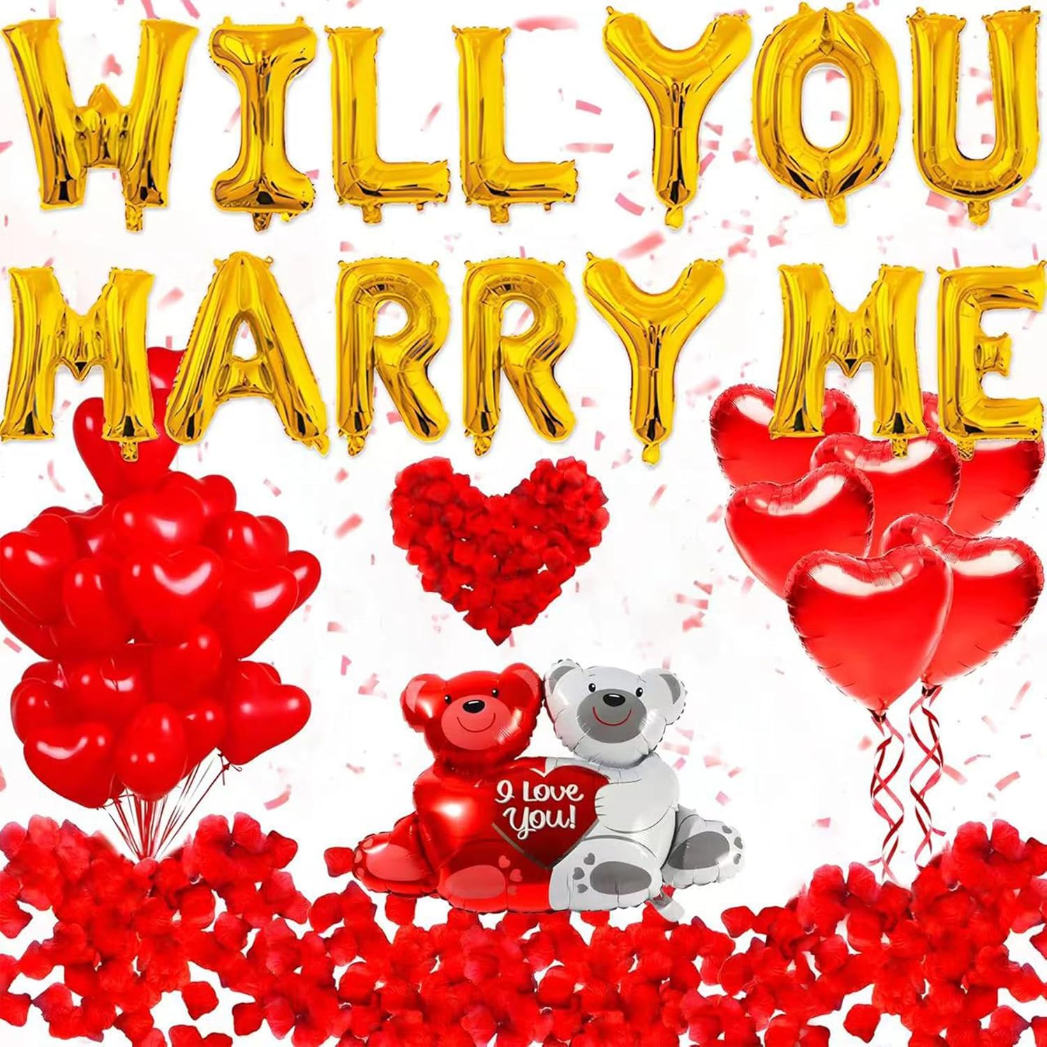 Amazon.com: Will You Marry Me Decorations - Gold Balloons, Marry Me ...