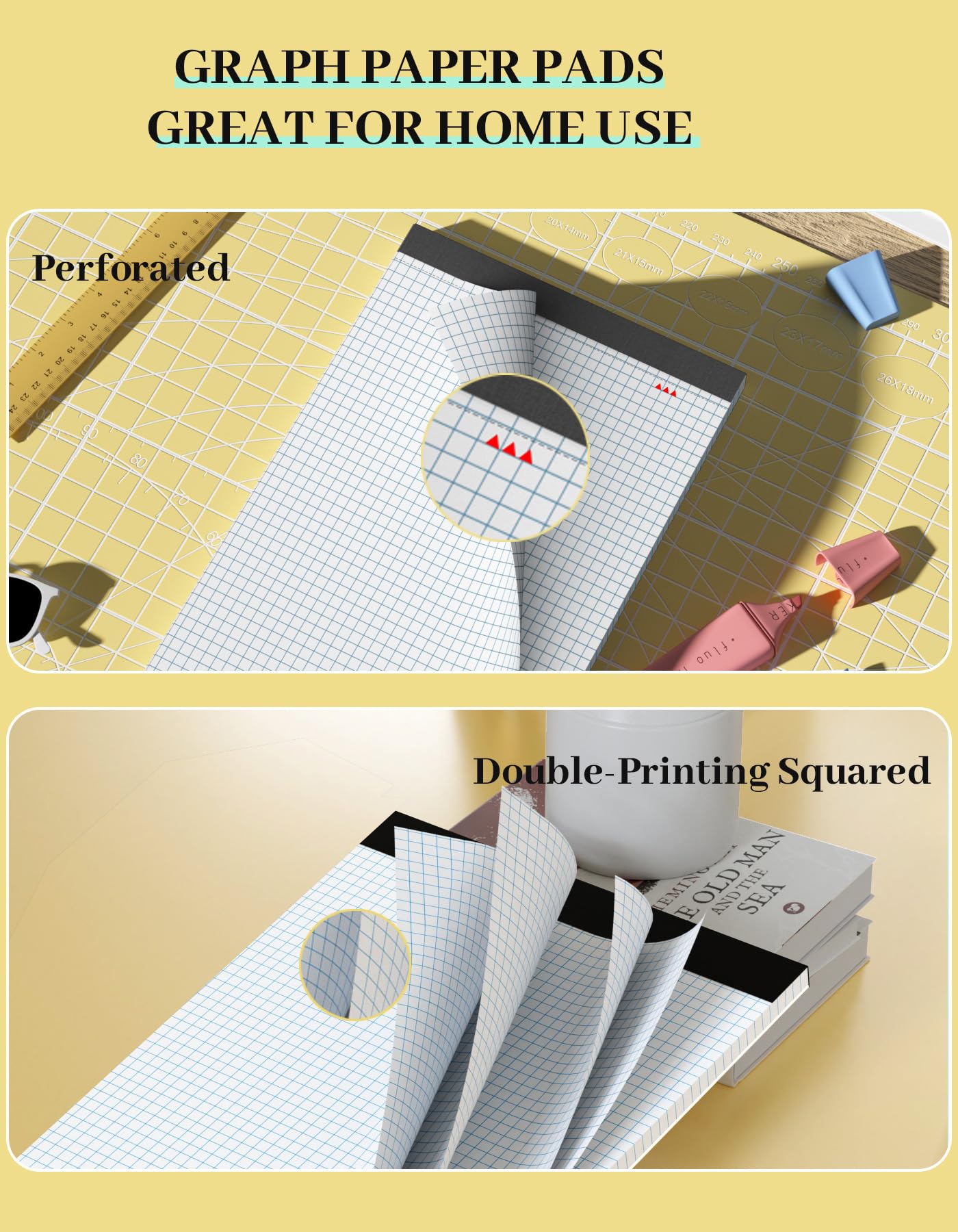 Snapklik.com : Graph Paper Pads 8.5 X 11, 4x4 Quad Ruled, 3 Pack Grid ...