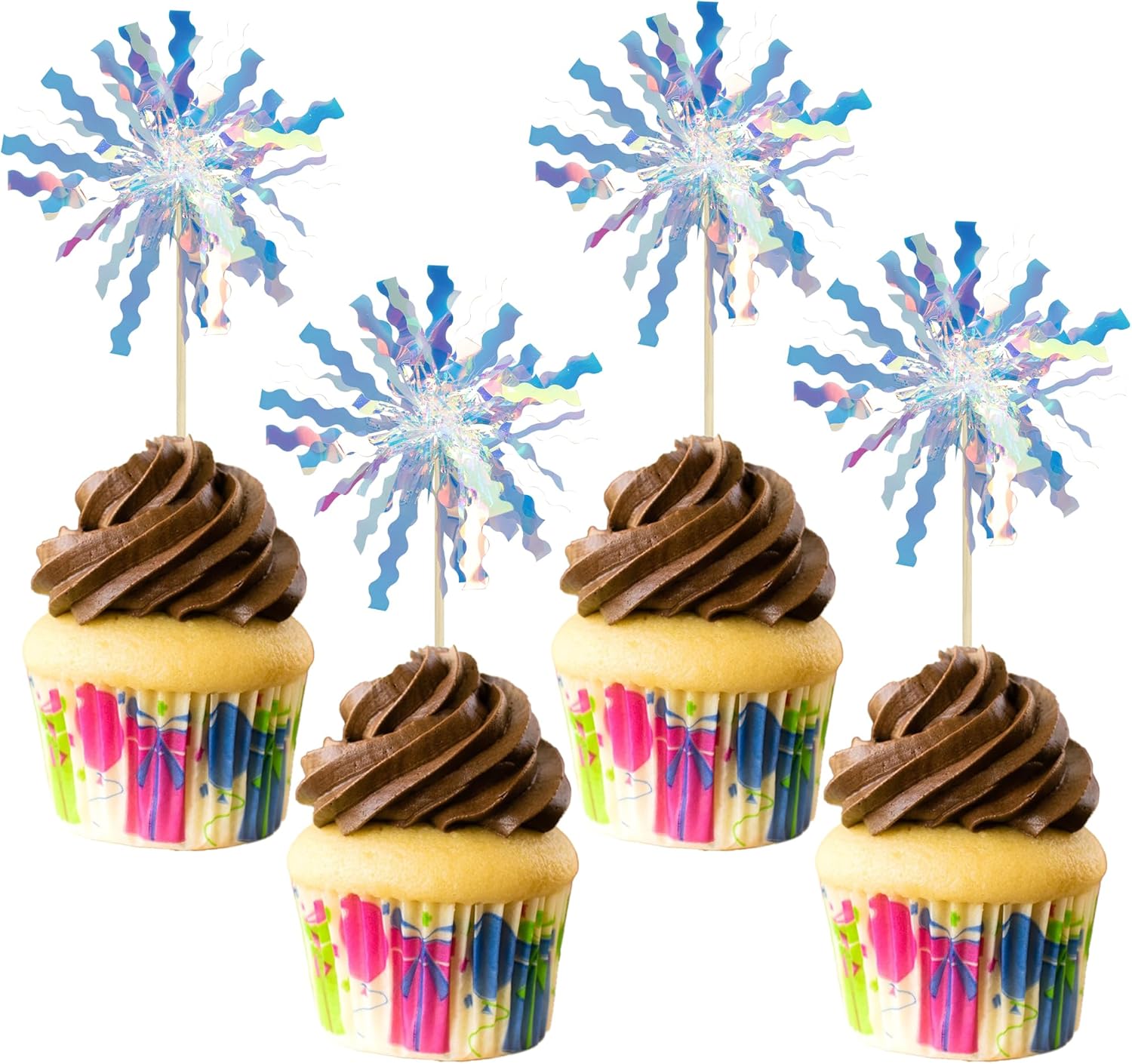 Amazon.com: Gyufise 30Pcs Foil Firework Cupcake Toppers Happy Birthday ...