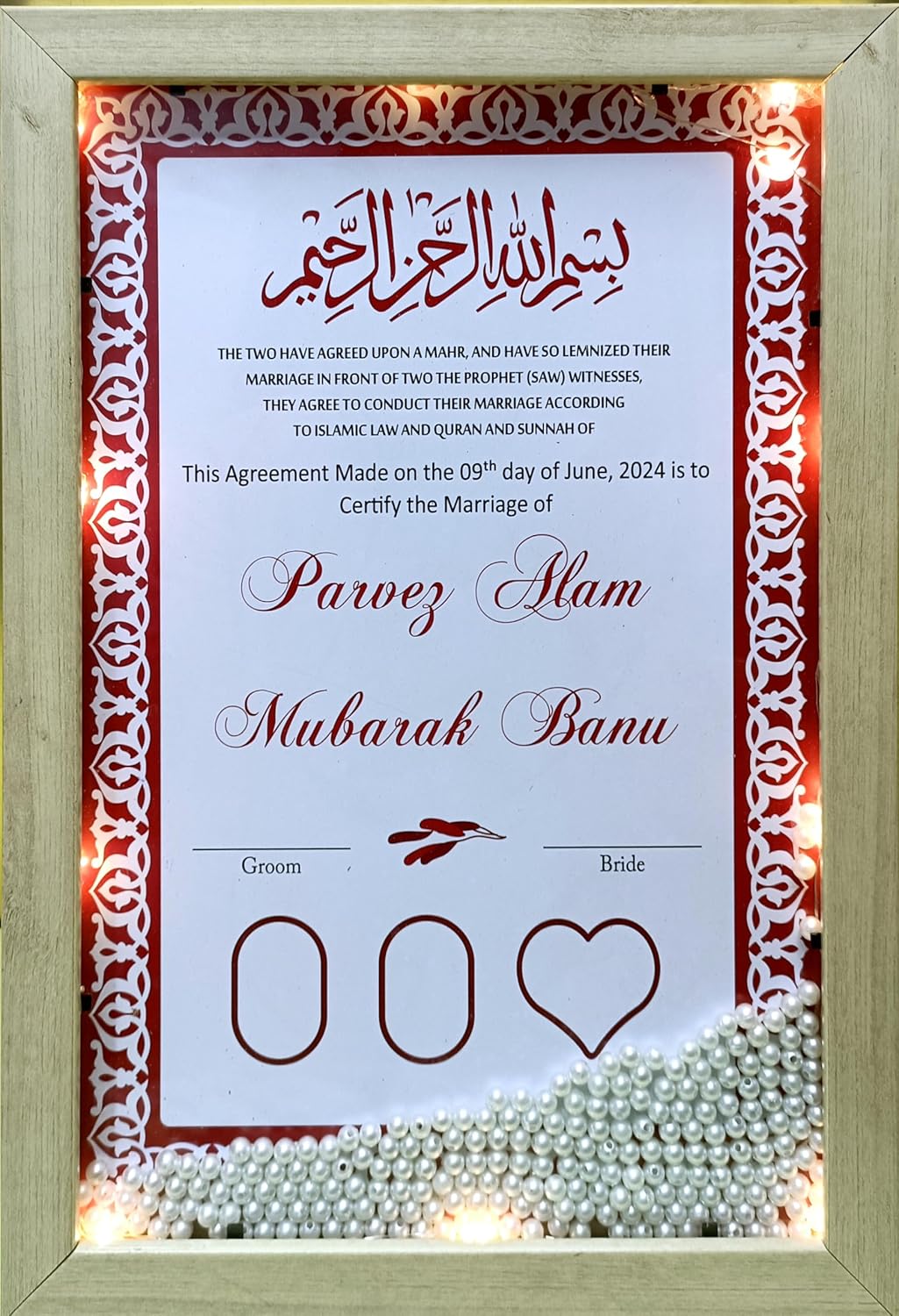 SOB FASHION FRAME NIKAH CERTIFICATE NIKAH NAMA FRAME WITH LED LIGHT ...