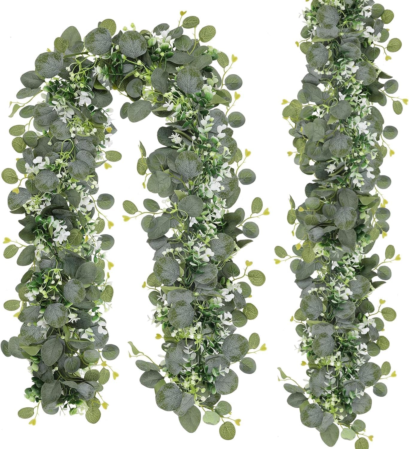 Amazon.com: N&T NIETING 2 Pack Artificial Eucalyptus Garland with ...