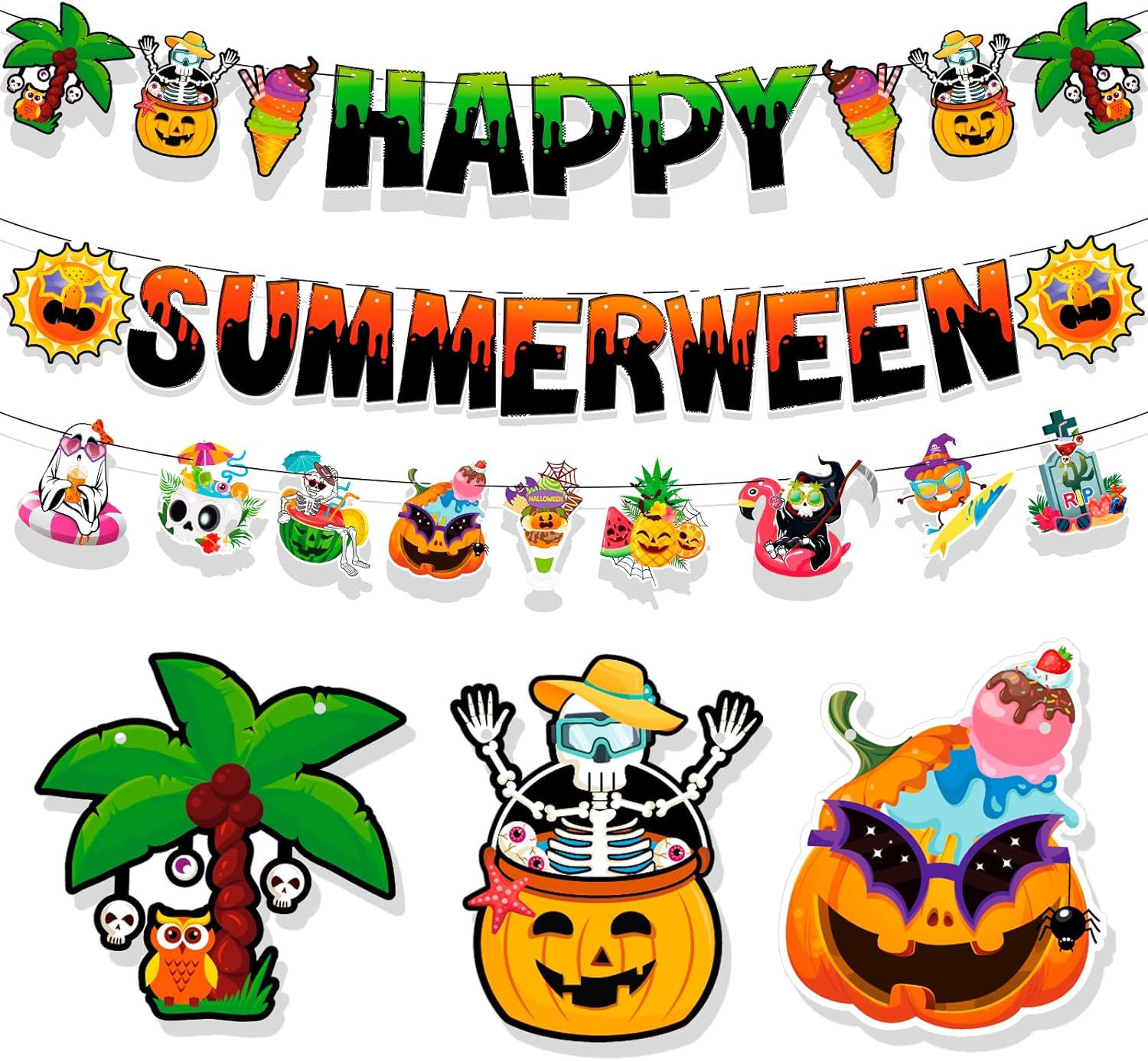 Amazon.com: HOWAF Summerween Banner, Happy Summerween Decorations ...