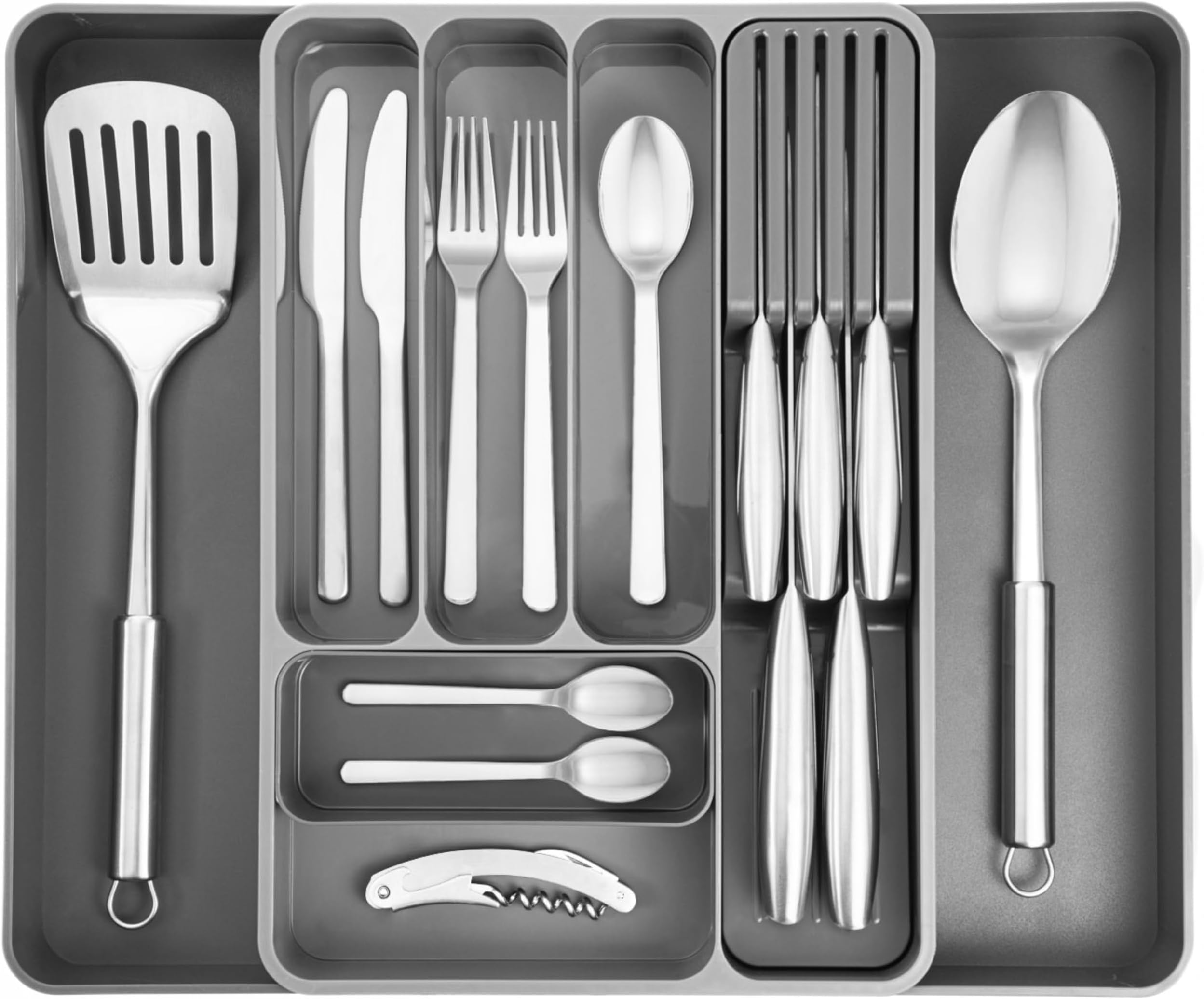 nuovva Cutlery Drawer Organiser – Adjustable Utensil Tray for Drawers ...