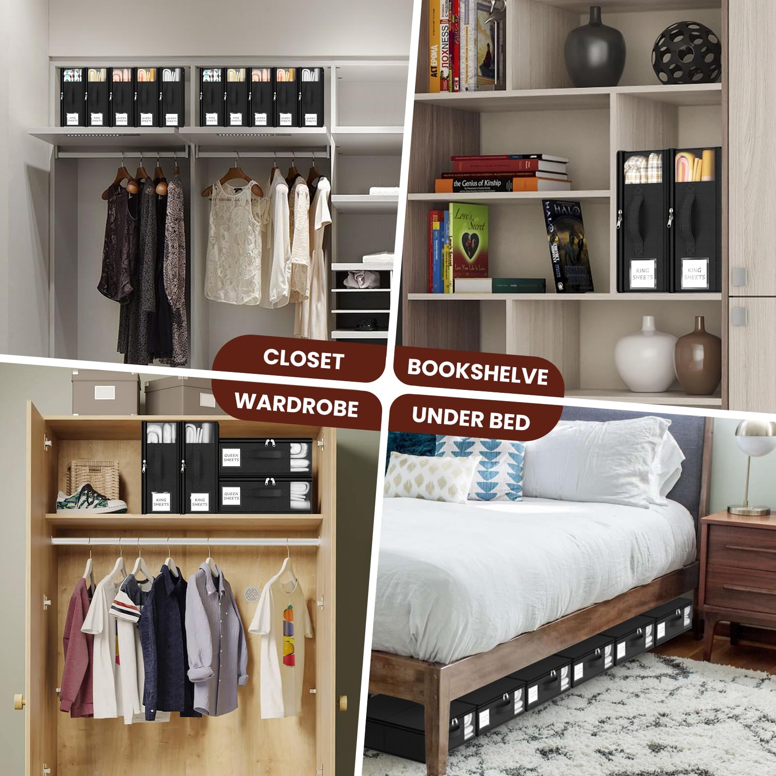 Snapklik.com : PHINOX Bed Sheet Organizers And Storage, 4-Pack Sheet ...