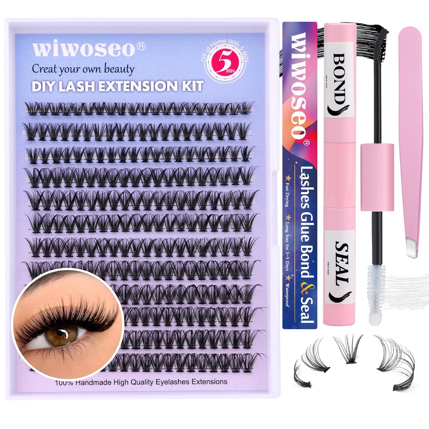 Amazon.com: DIY Lash Extension Kit, 240pcs Lash Clusters DIY Eyelash ...