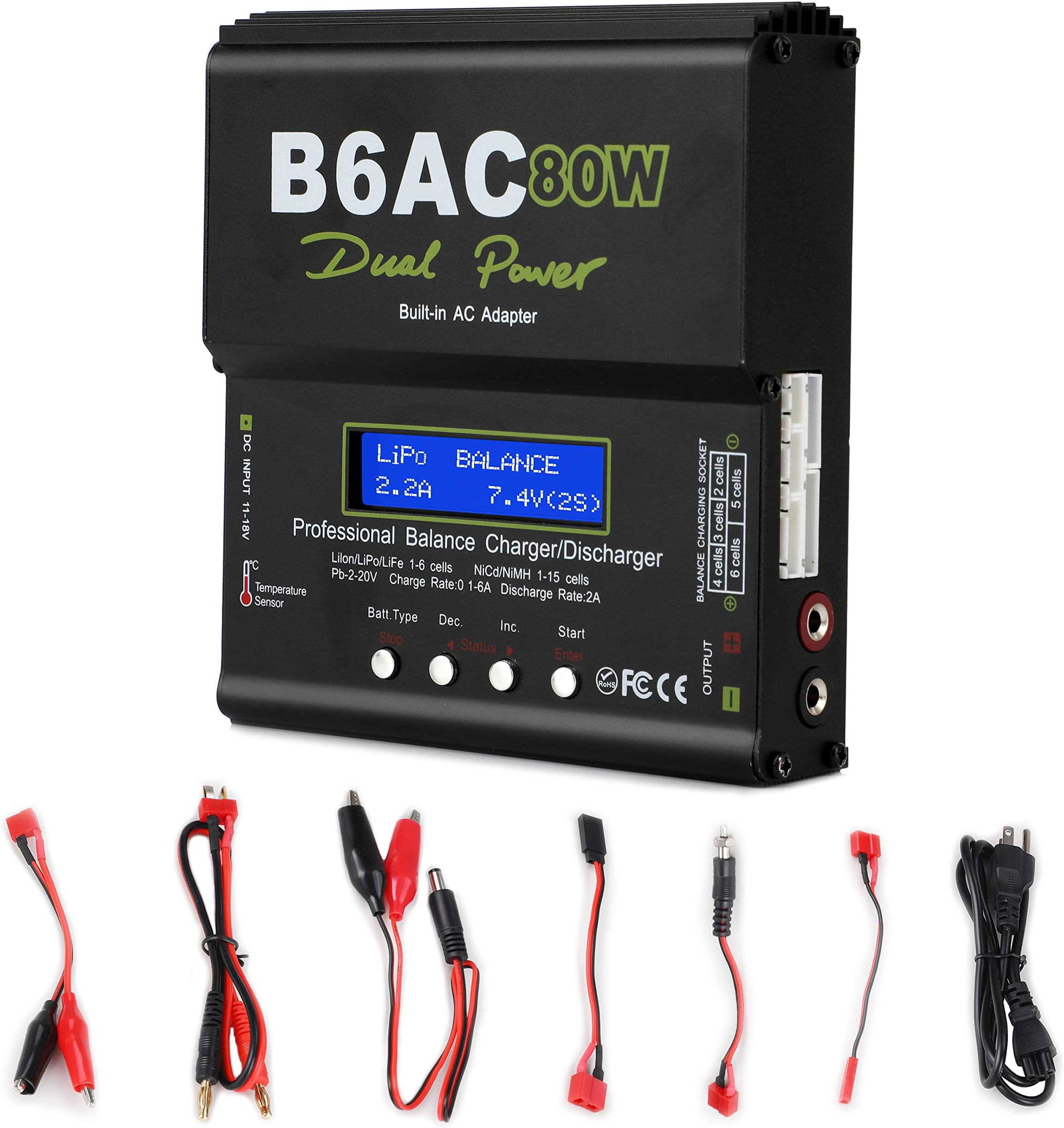 Amazon.com: Smart Battery Charger for Li-ion/LiPo/Life, NiMH/NiCd, PB ...