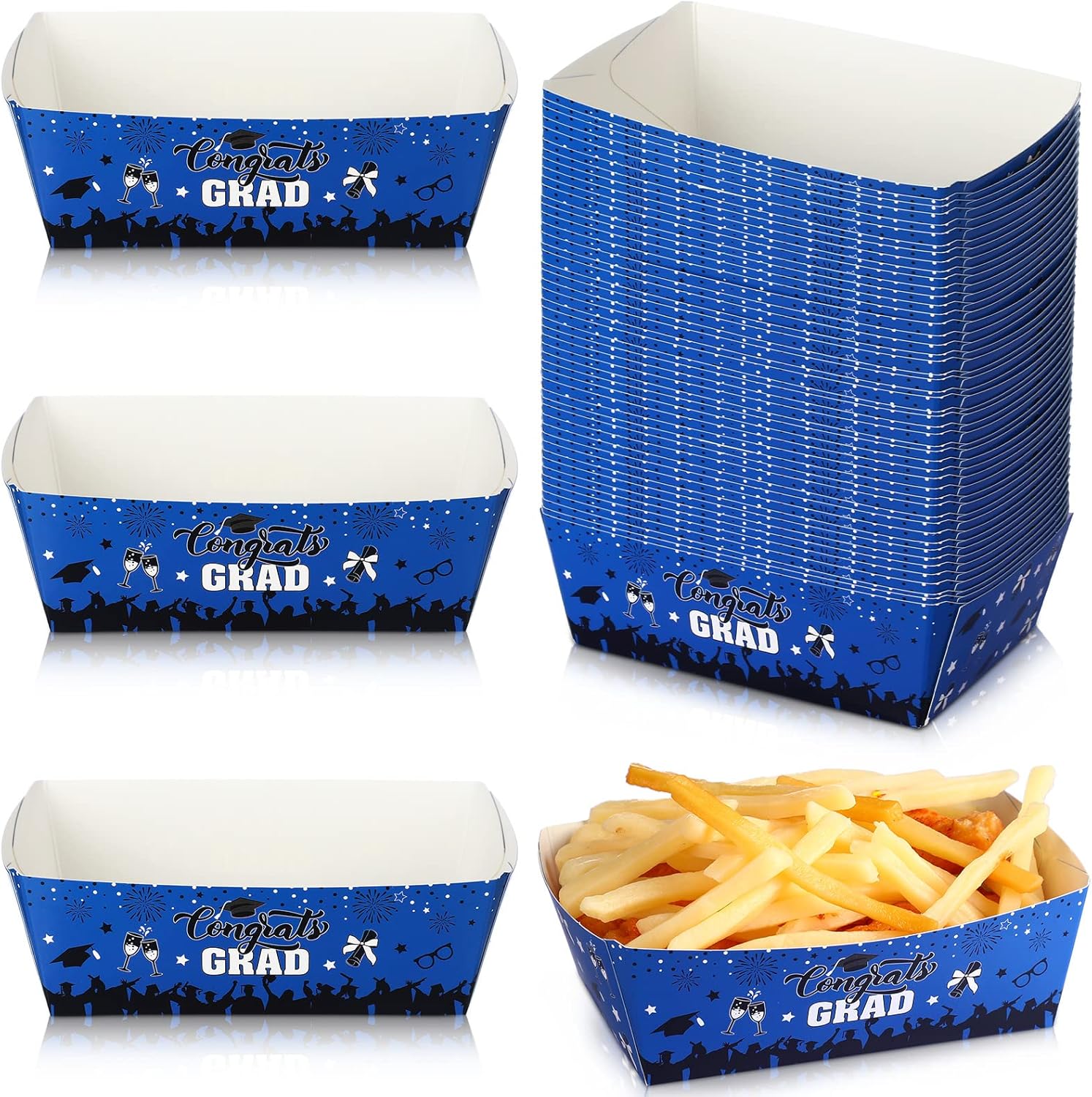 Amazon.com | Chuangdi 50 Pcs Graduation Snack Trays Disposable Food ...