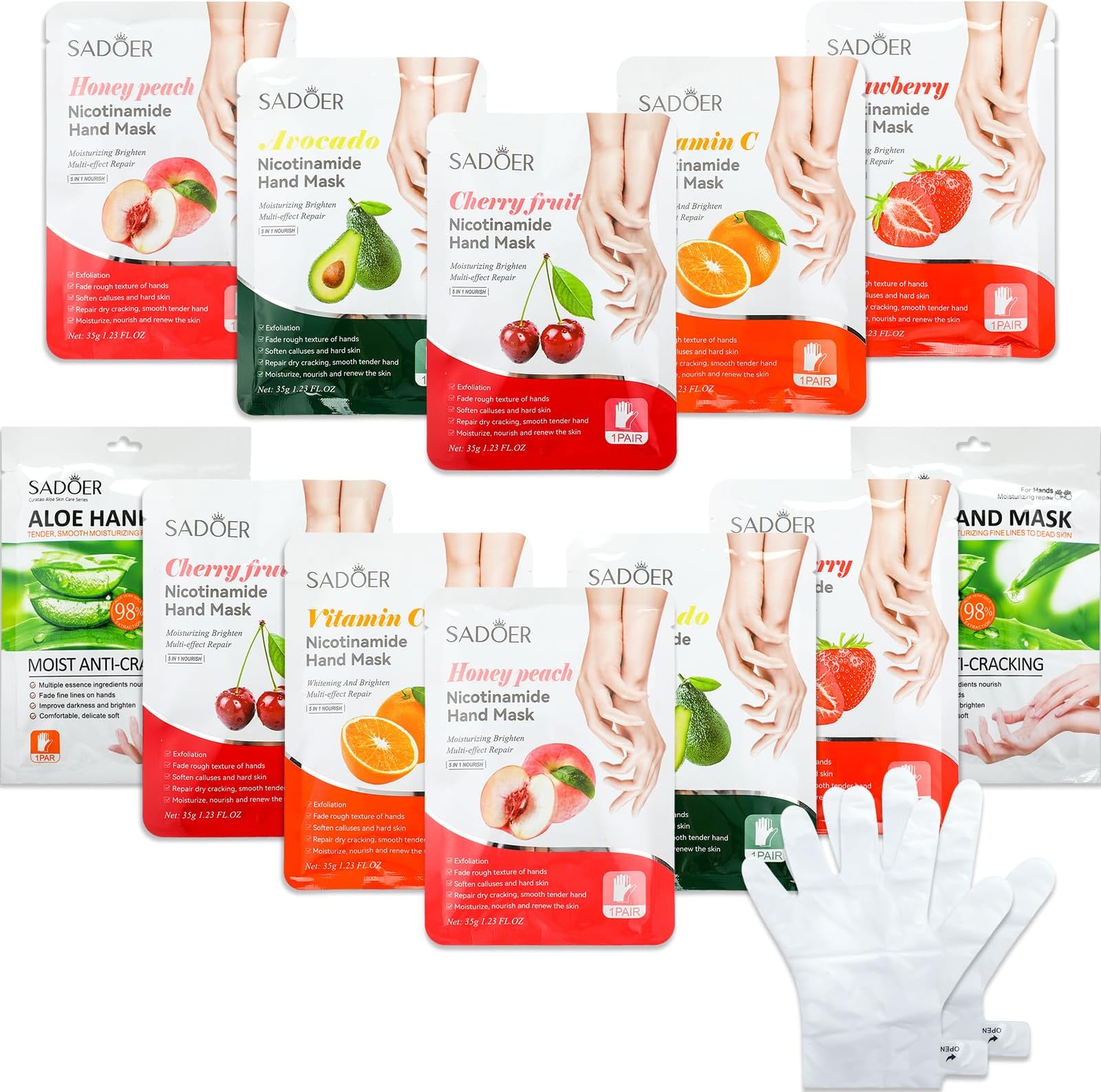 Amazon.com: Swiffen 24 Pcs Fruits Beauty Hand Mask Bulk Hydrating Hand ...