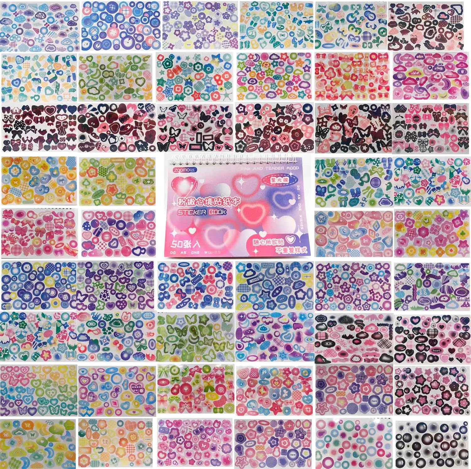 Amazon.com: 2500pcs Kpop Scrapbook Stickers Cute Butterfly Stars Heart ...