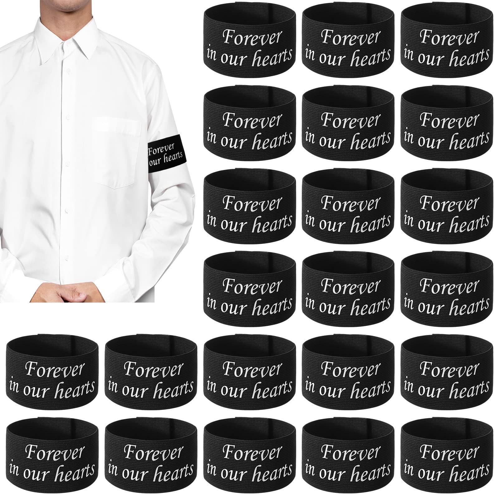 Amazon.com: 18 Pieces White Armbands Funeral Mourning Band,Kabcifea ...
