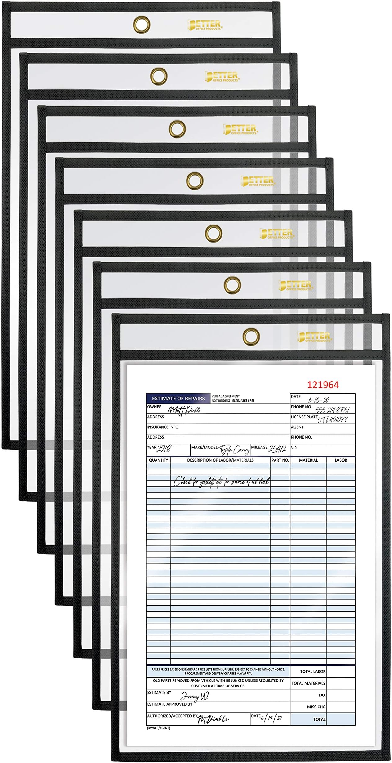 Amazon.com : 50 Pack Job Ticket Holders Work Order Holder Pockets for 9 ...