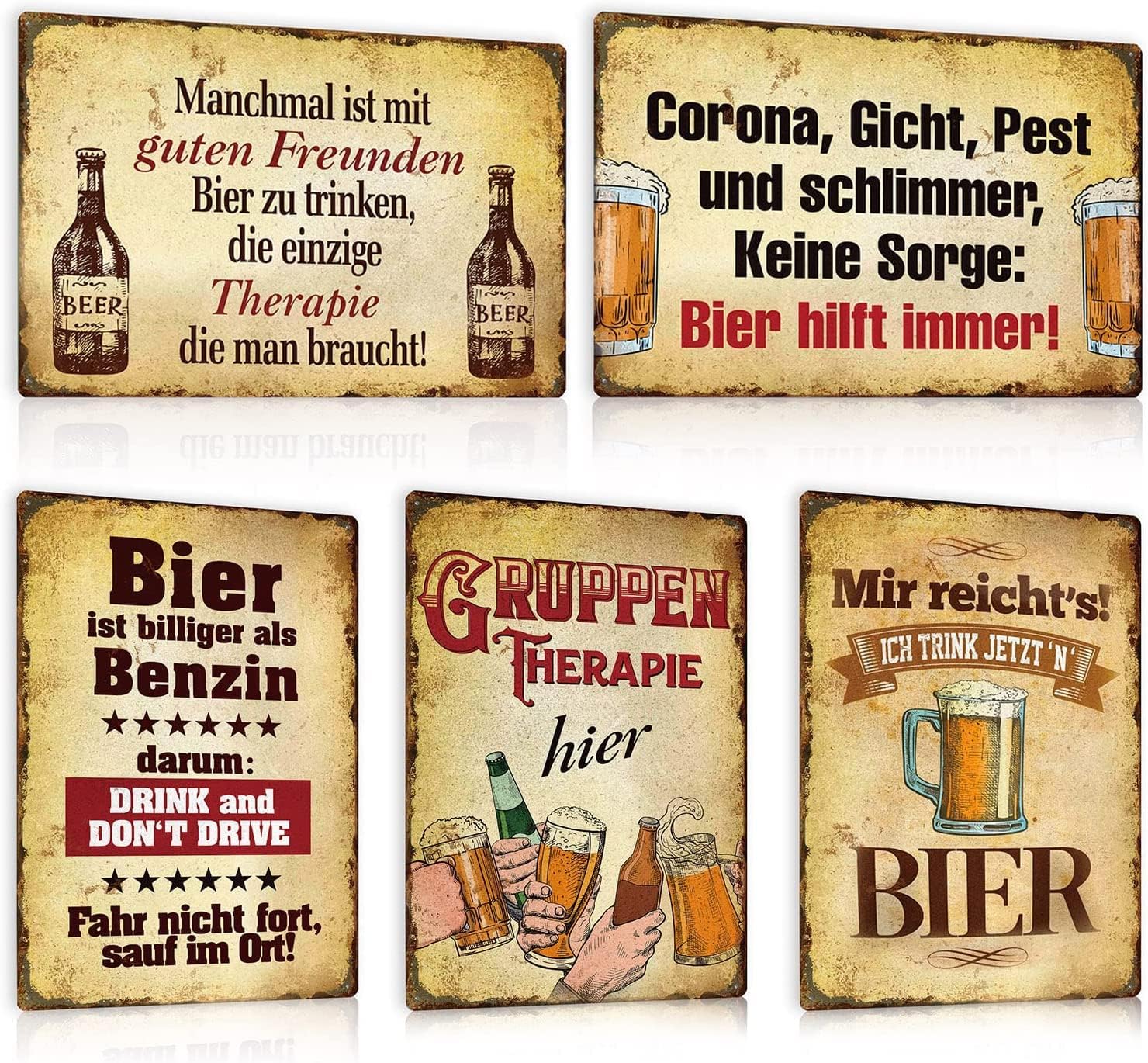 Amazon.de: ZDFDC 5er Set Blechschilder Retro Bar 20x30cm ...