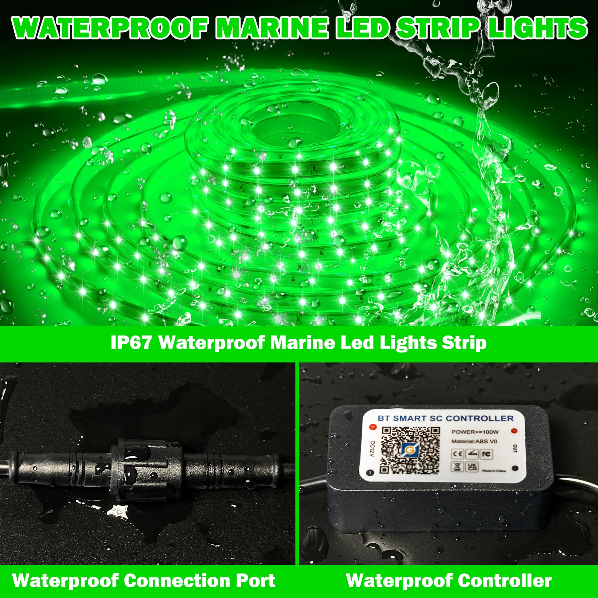 Snapklik.com : 50FT Waterproof Marine LED Strip Lights