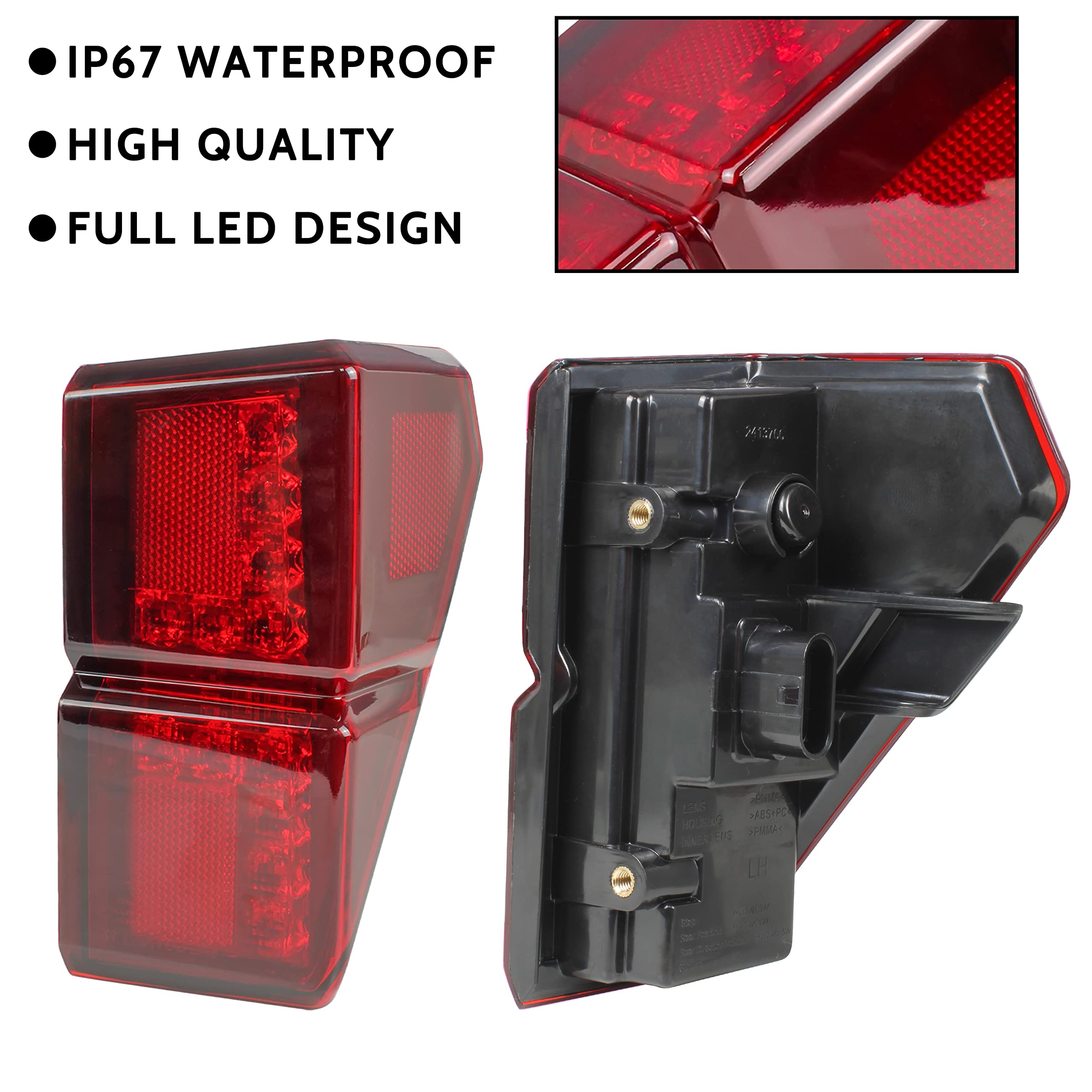 LED Tail Lights for Ranger XP 1000 18-24, Red Rear Brake Stop Lamp ...