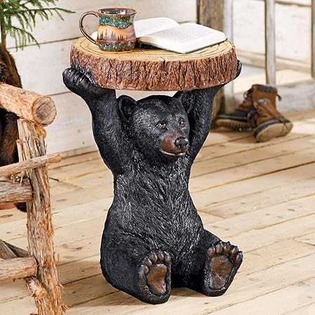 Amazon.com: Design Toscano Black Forest Bear Pedestal Table Rustic ...