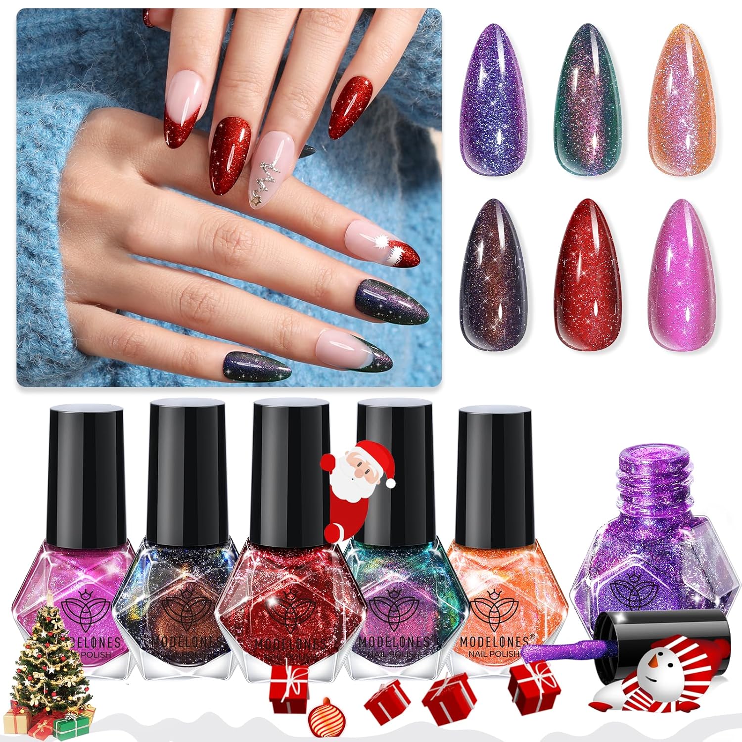 Amazon.com : modelones Nail Polish Set 6 Colors, Christmas Red Green ...