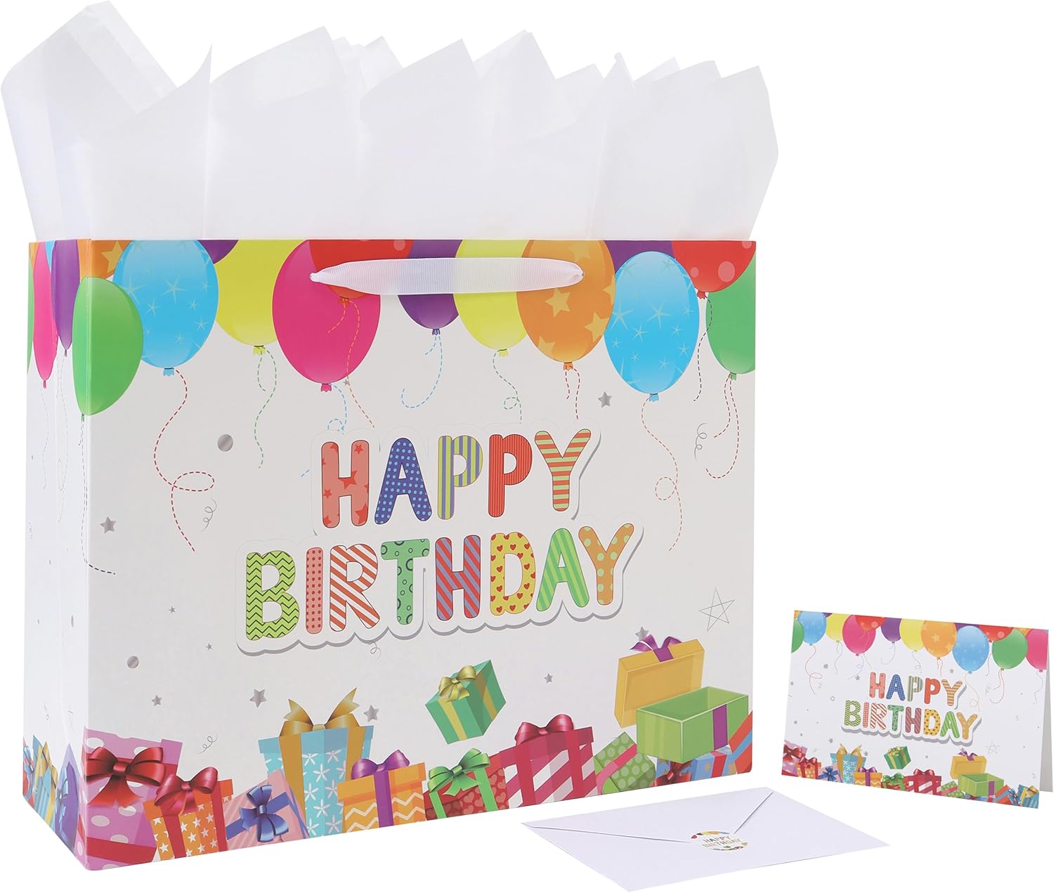 Amazon.com: 16.5'' Extra Large Birthday Gift Bag Set with Handles ...