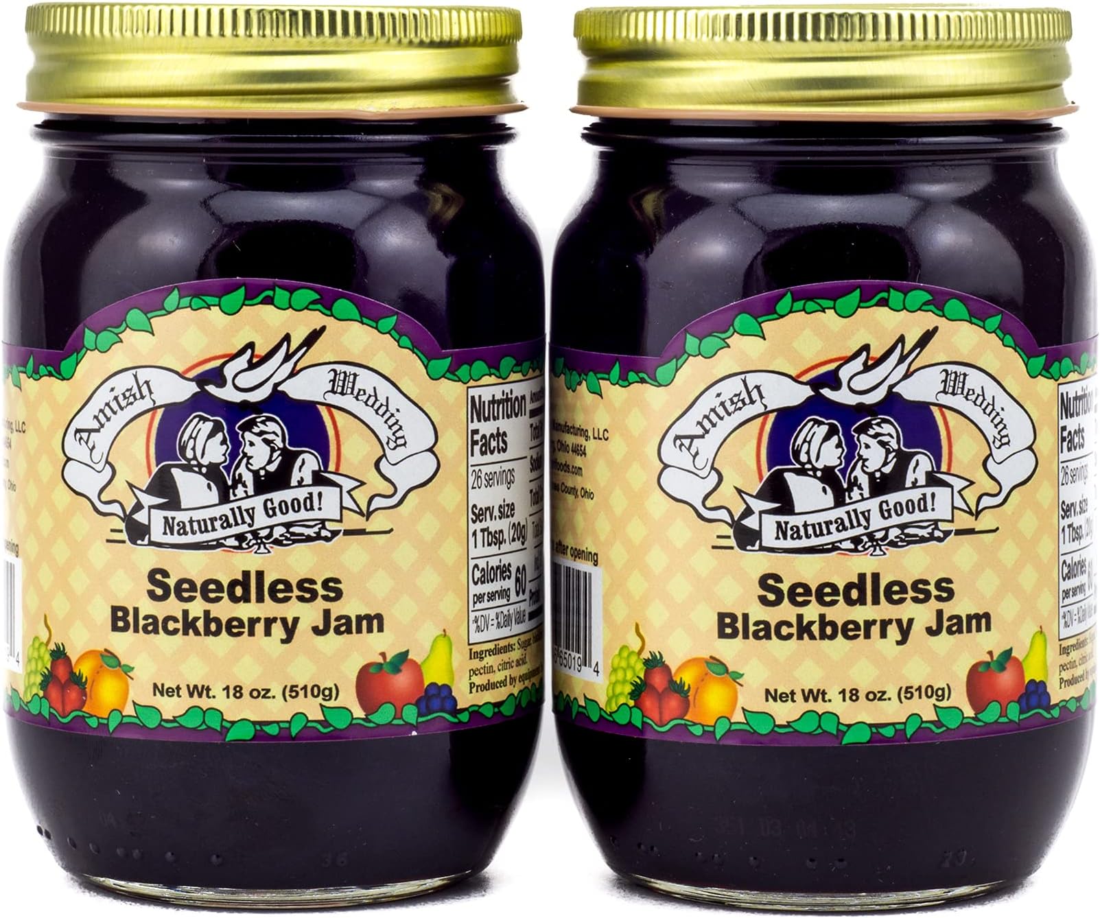 Amazon.com: Amish Wedding Seedless Blackberry Jam 18oz (Pack of 2 ...