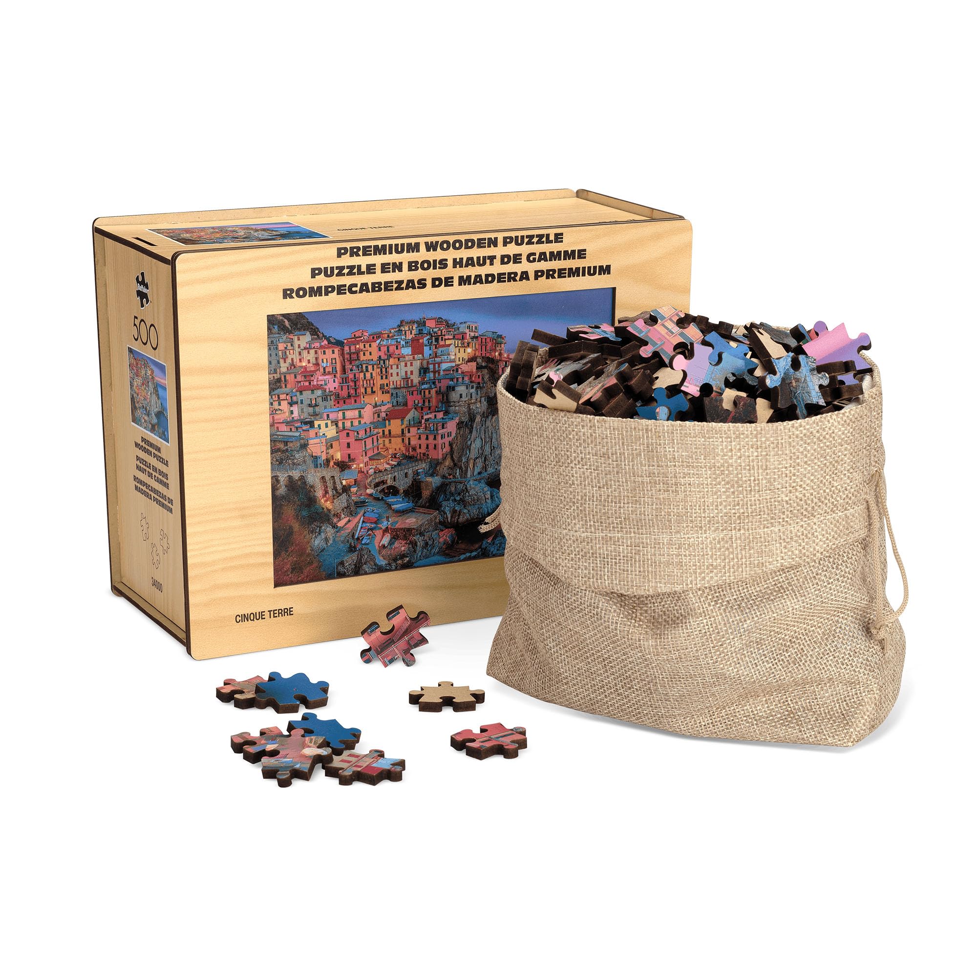 Amazon.com: Buffalo Games - Cinque Terre Wood Puzzle - Standard Cut ...