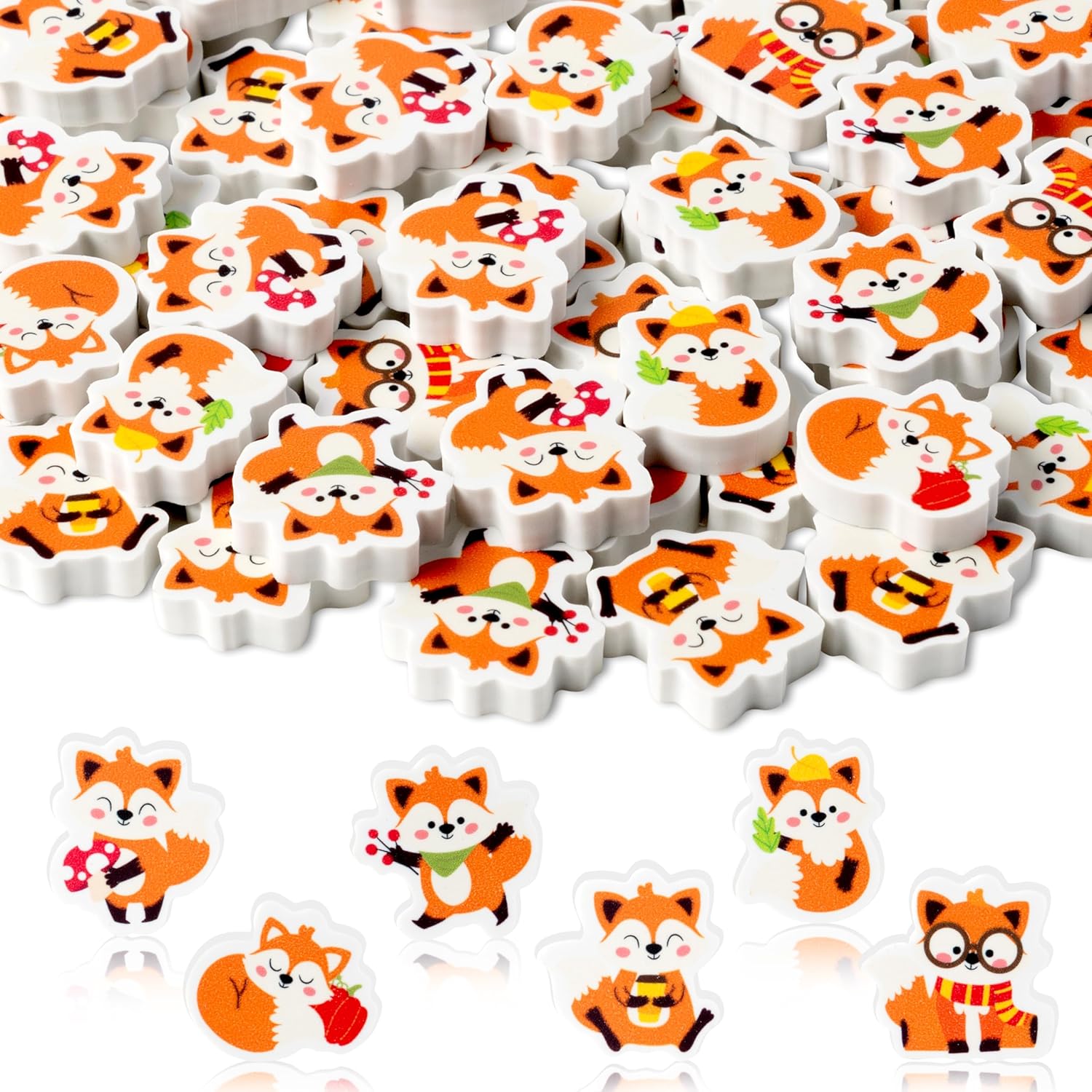 Amazon.com: ANGOLIO 60pcs Fall Fox Mini Eraser Bulk Animal Erasers for ...