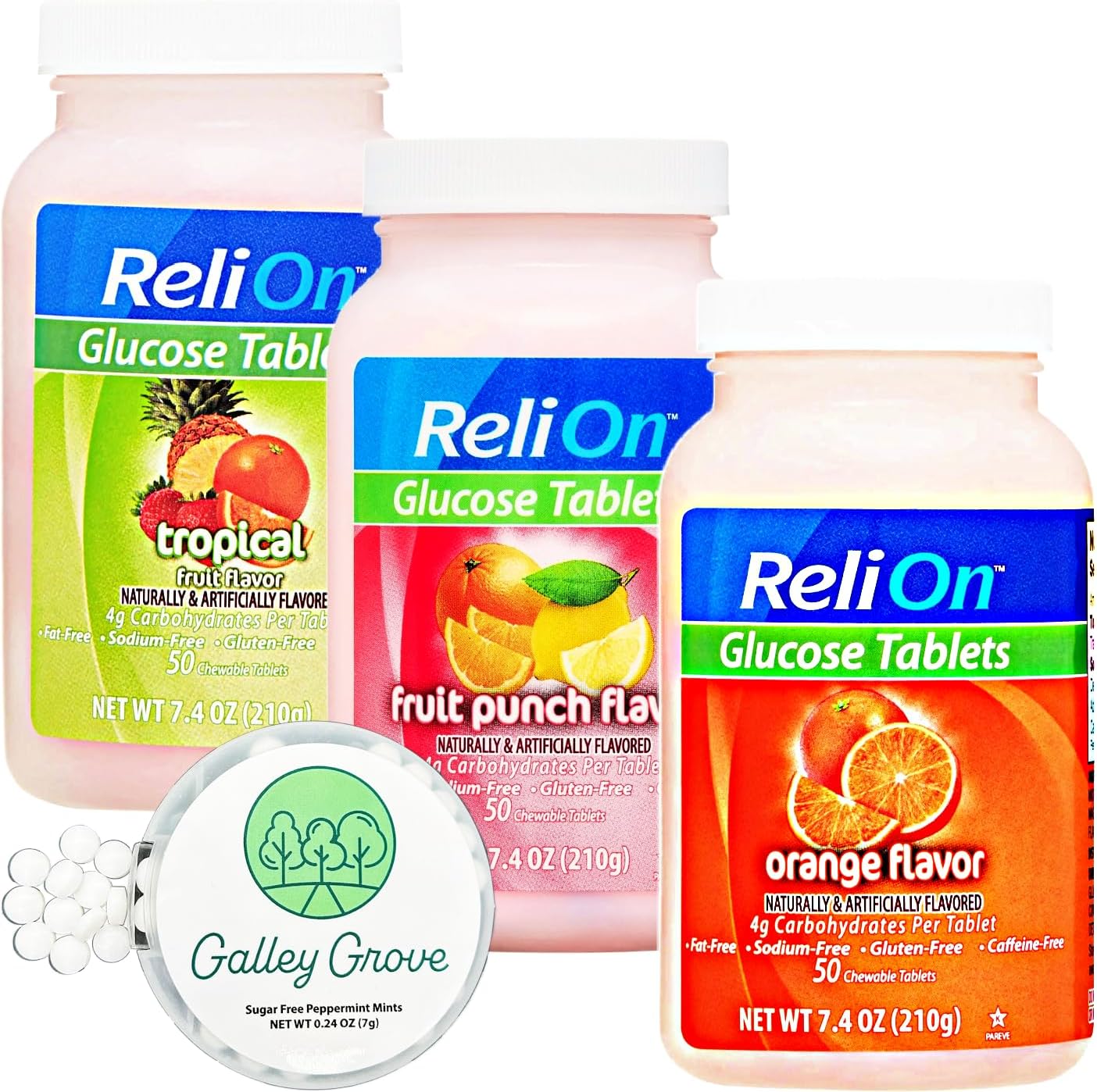Amazon.com: Galley Grove Relion Glucose Tablets Variety Pack Bulk, 3 50 ...