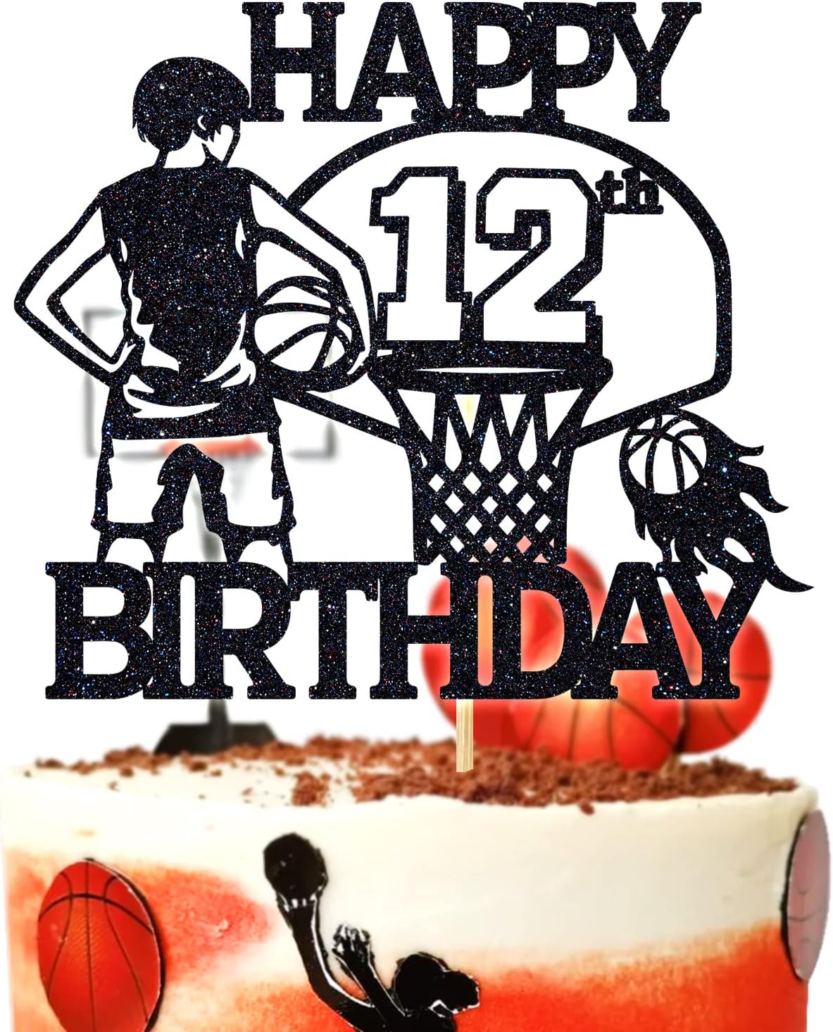 Amazon.com: Basketball Happy 12th Birthday Cake Topper, Cheers to 12 ...