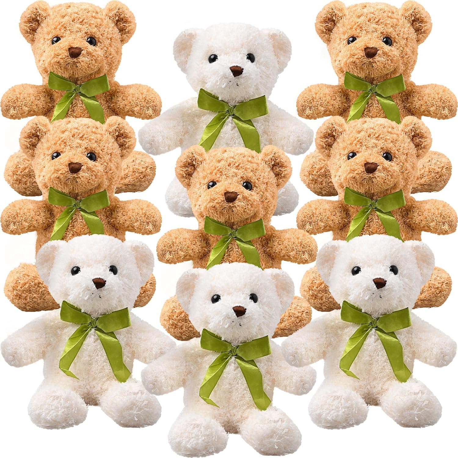MSYU 9 Pcs Teddy Bears with Detachable Bows, 10 Inch Plush Stuffed ...