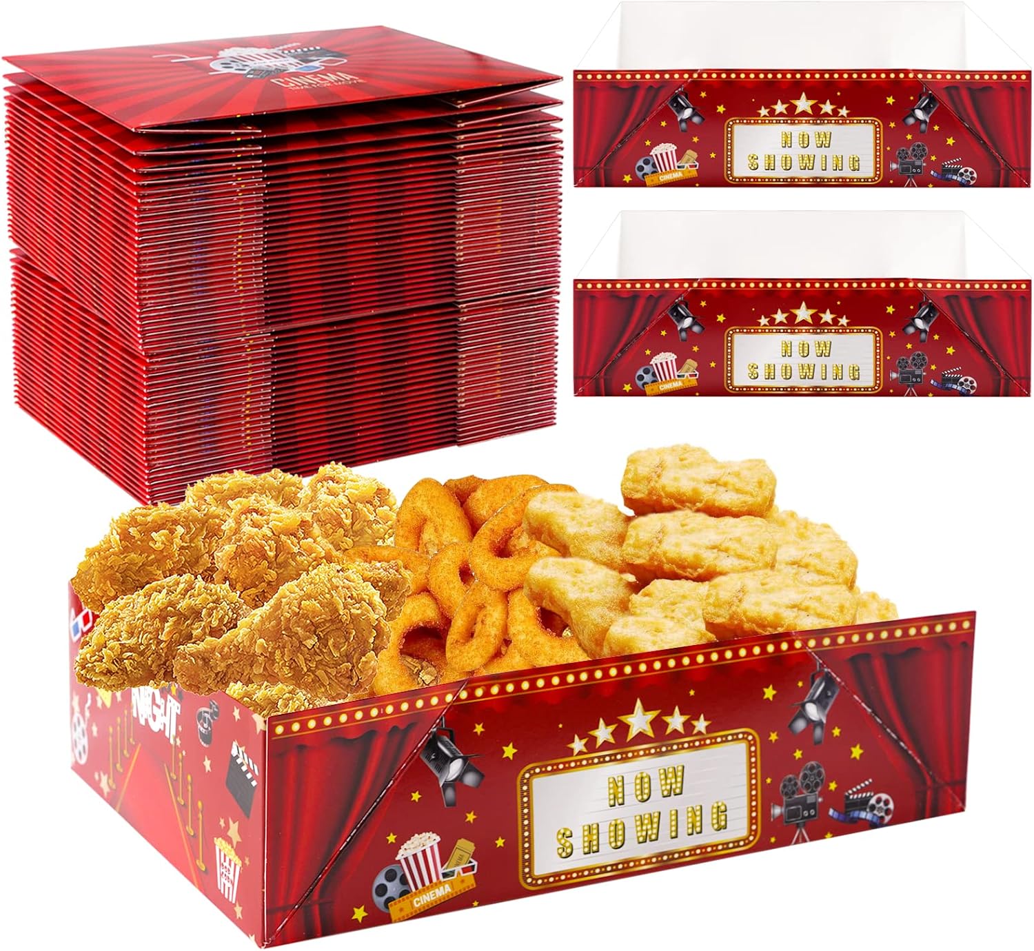 Amazon.com: Zxvskr 30 Pieces Movie Night Snack Trays, Disposable Movie ...