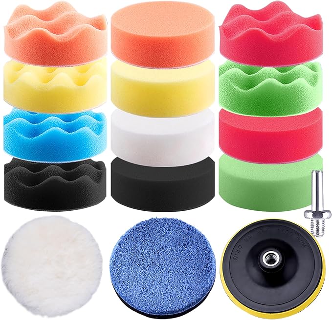 Amazon.com: SIQUK 16 Pieces Buffing Pads 3 Inch Car Polishing Pad Kit ...