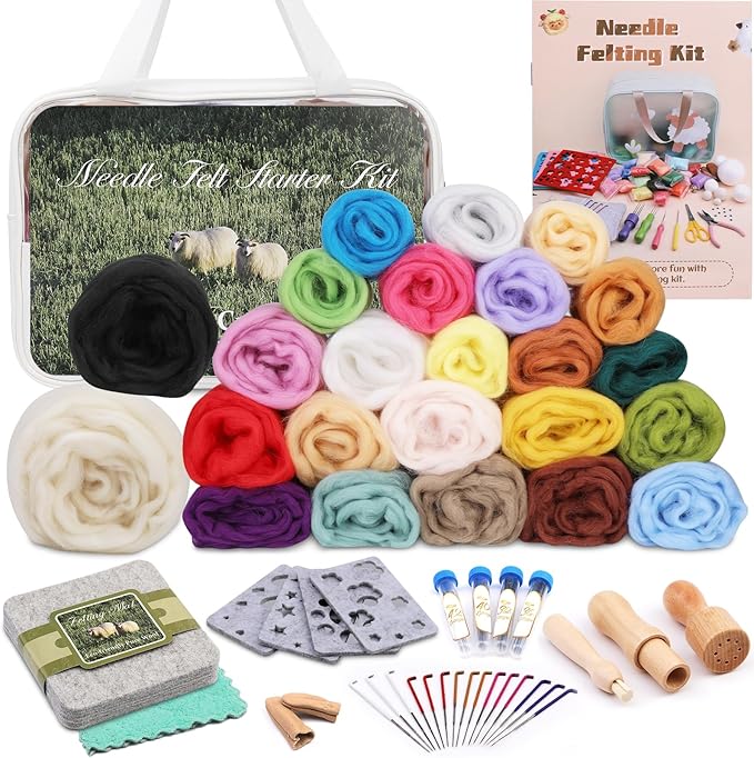 Amazon.com: Mayboos Needle Felting Kit, 24 Colors Wool Roving Set ...