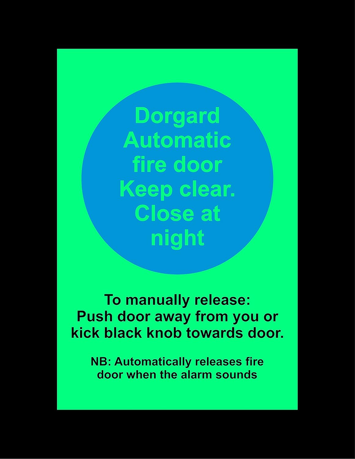 Dorgard automatic fire door safety sign - 200mm x 150mm 1.2mm ...