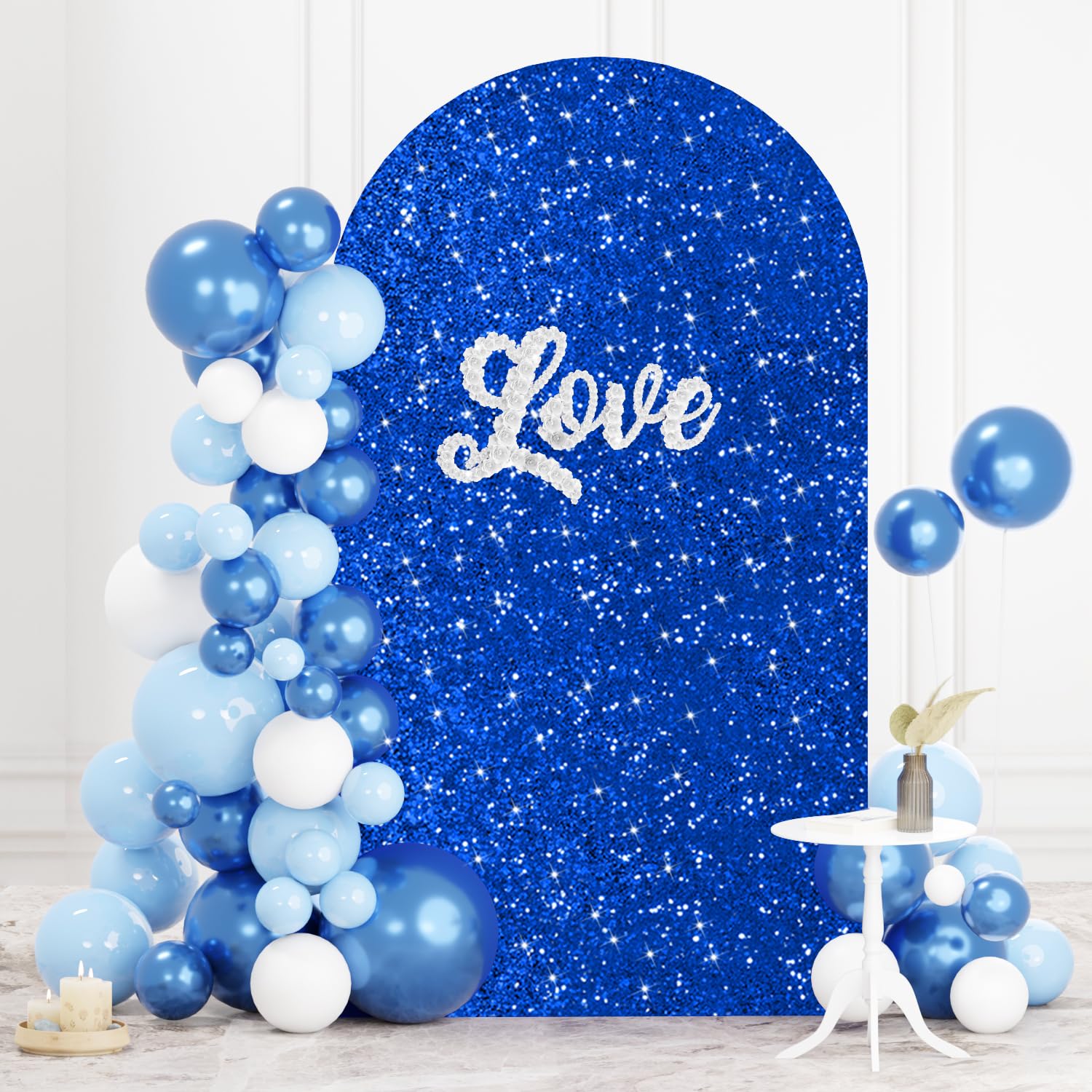 Amazon.com : FOTSHARER Wedding Arch Cover Blue Sequin Arch Cover 7.2 FT ...