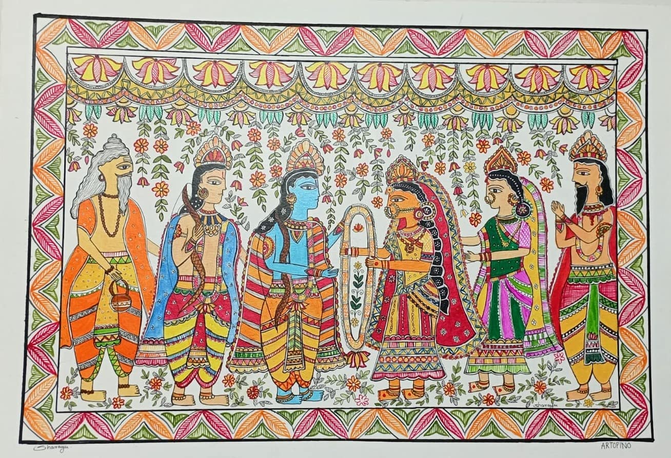 Artopino - Madhubani painting seeta swayamvar/Mithila painting ...