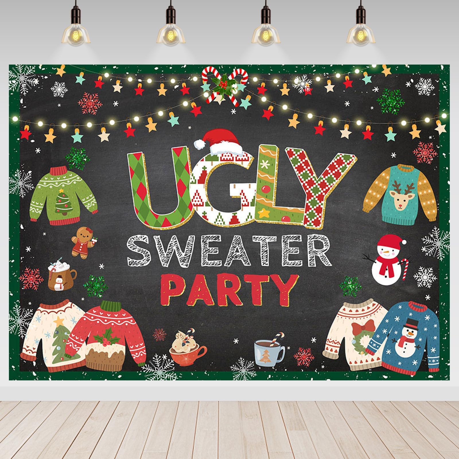 Amazon.com : Avezano Ugly Sweater Party Backdrop - Christmas Ugly ...
