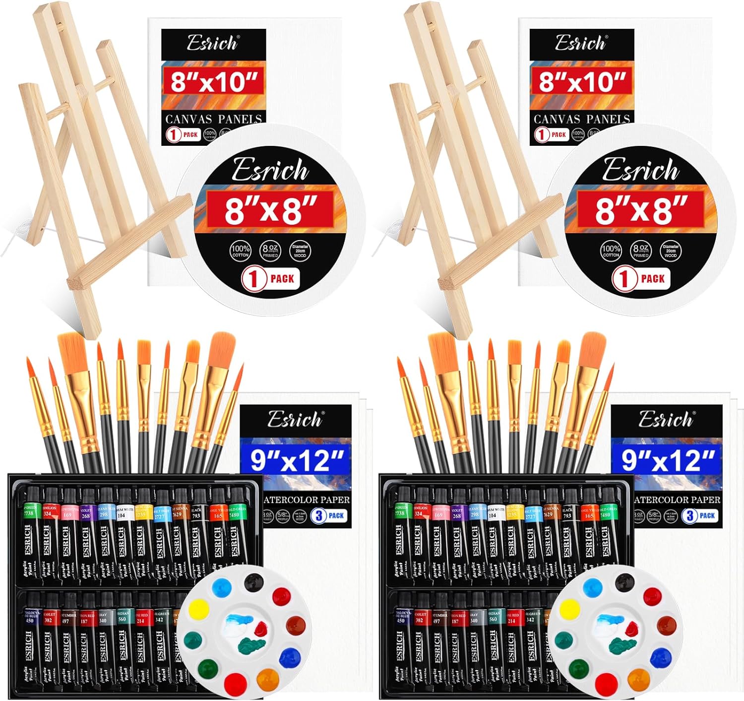 Amazon.com: ESRICH 82 PCS Acrylic Paint Canvas Set,48Color Acrylic ...